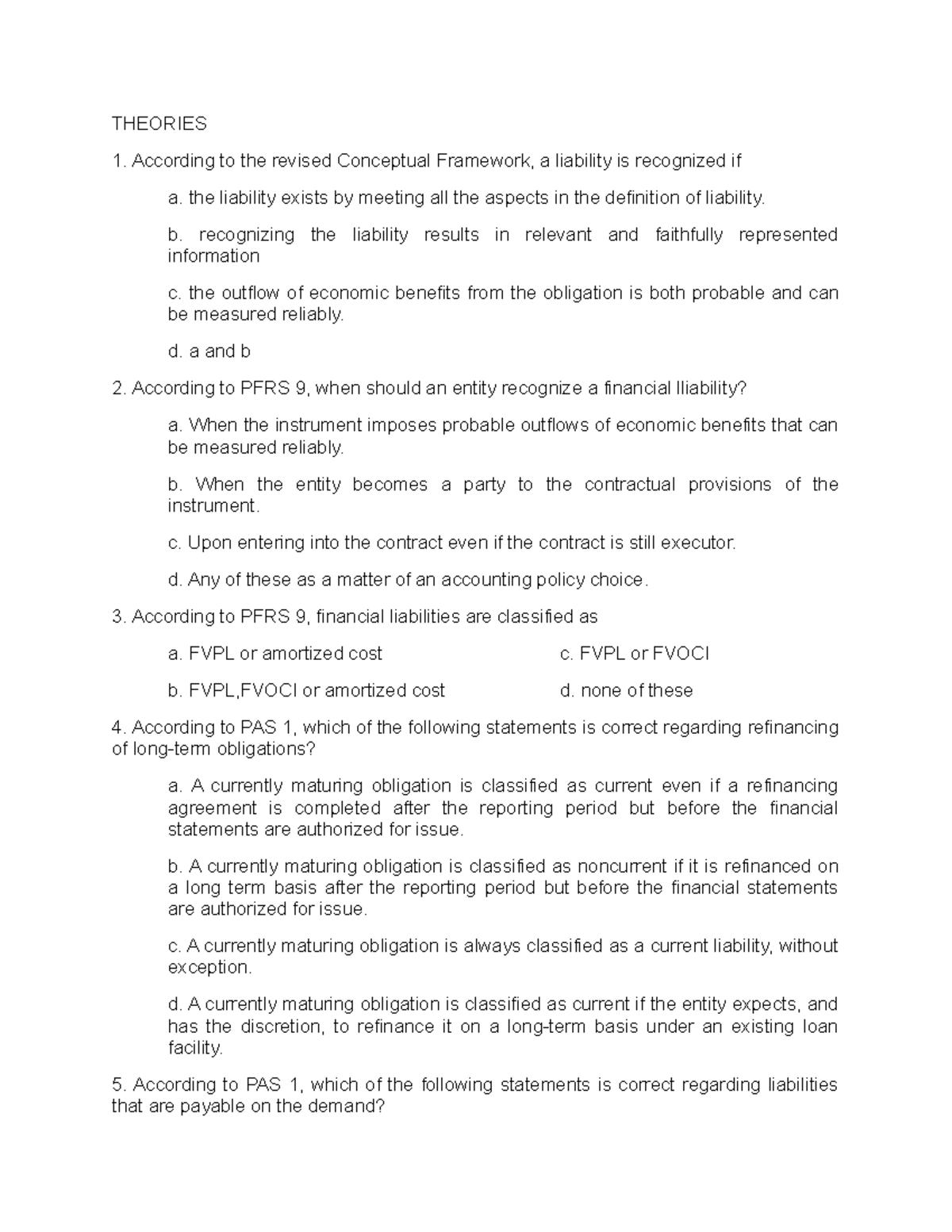 Exam 2020, questions and answers - THEORIES According to the revised ...