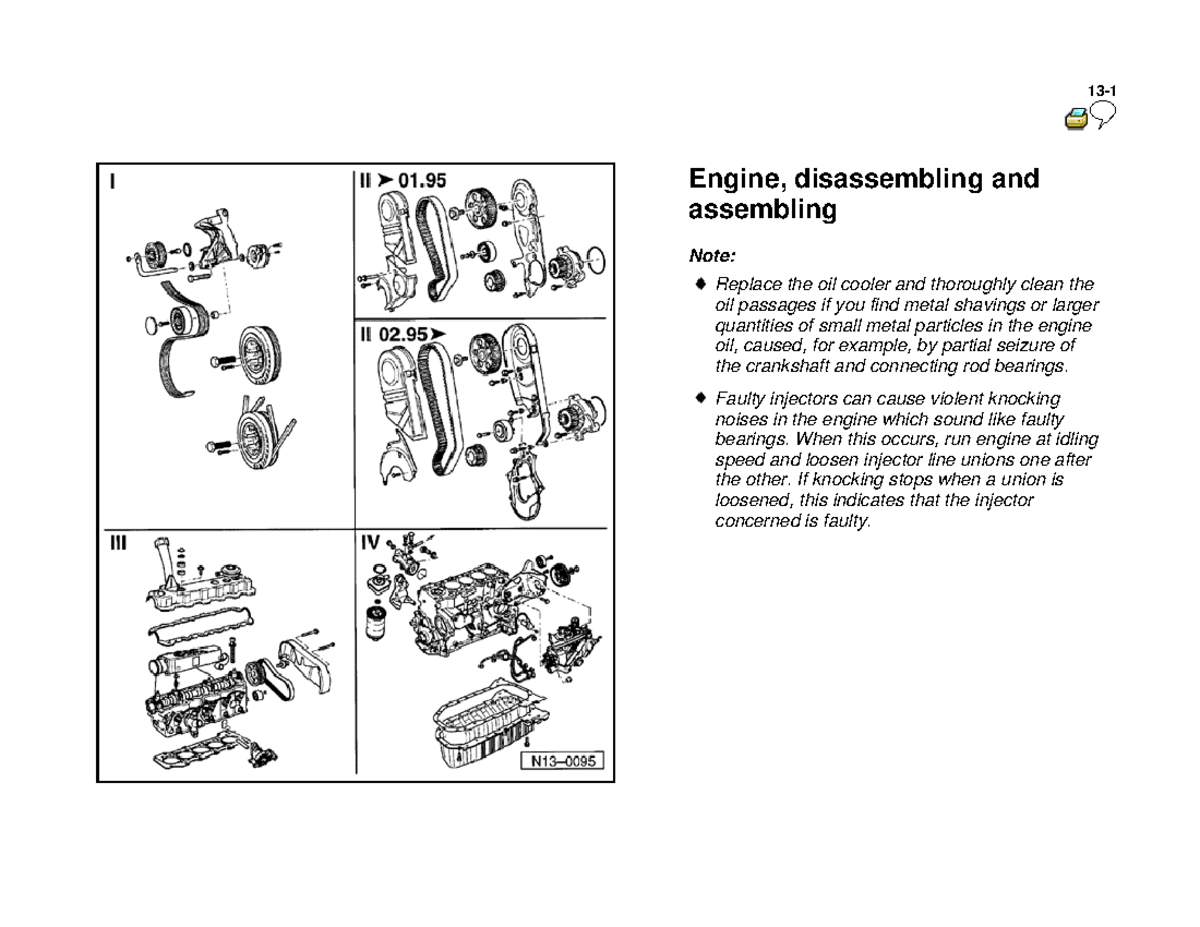 Aab acv disassembl vw t4 - Engine, d isas sembli ng and as sembli ng ...