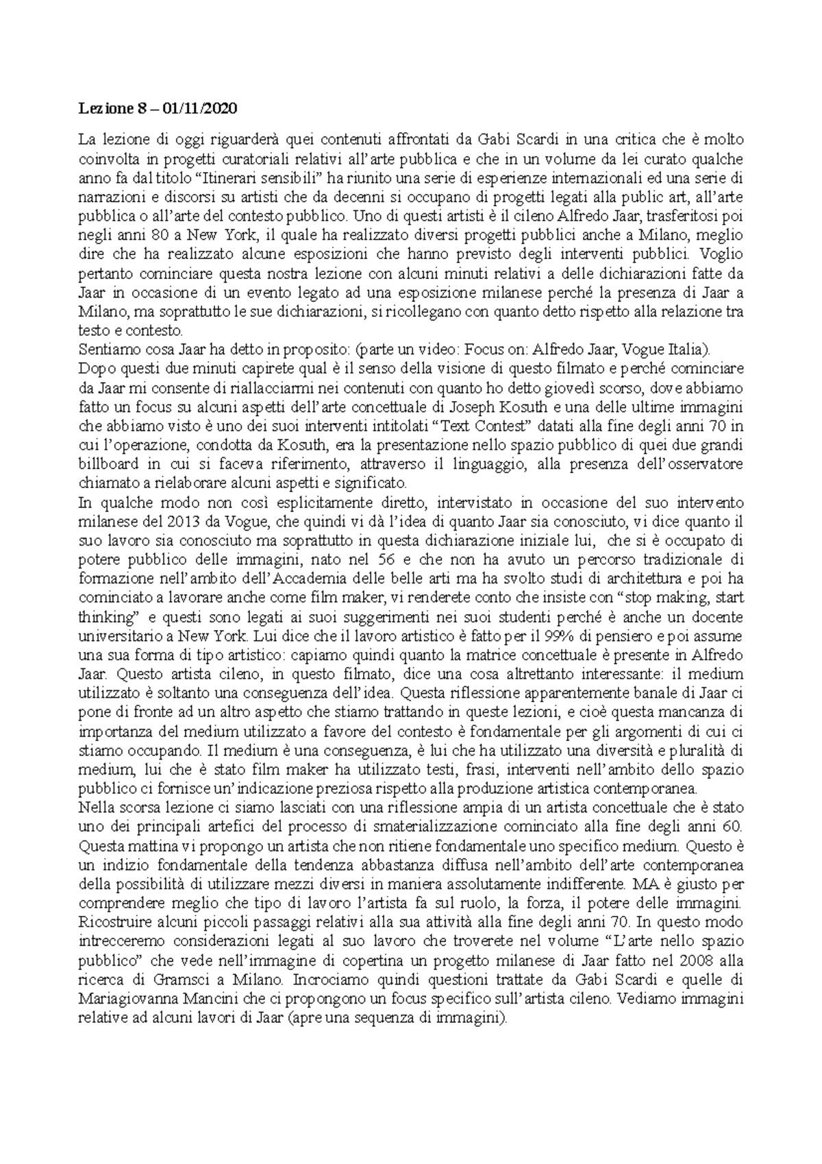 Lezione 8 01 novembre 2020 - Lezione 8 – 01/11/ La lezione di oggi ...