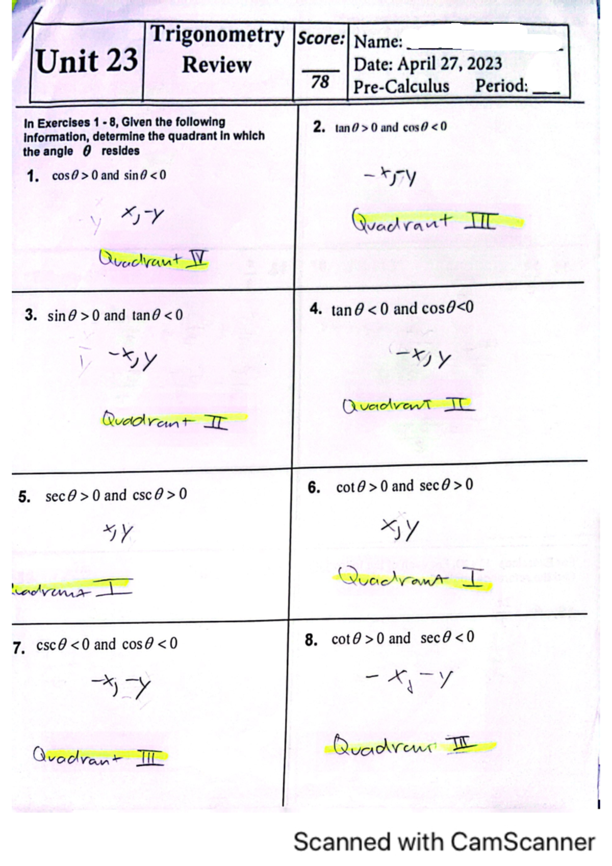 Kami Export - Unit 23 Trigonometry Review - Studocu