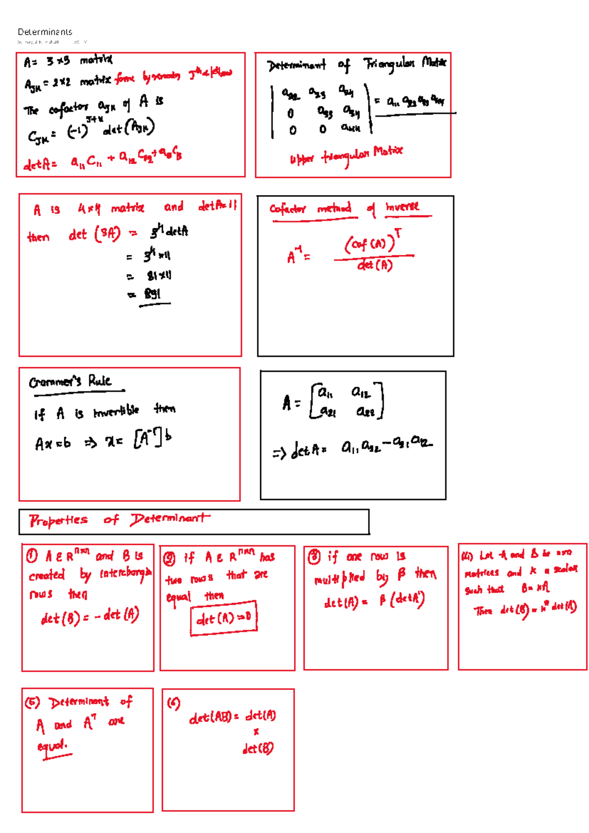 Determinants - Duacriminant - Determinants Sunday, 2 June 2024 1:59 PM 3 x3 matrix Determinant ...