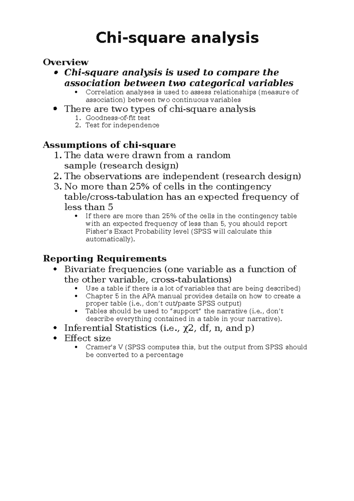 Chi Square analysis Overview wk5 - Chi-square analysis Overview Chi ...