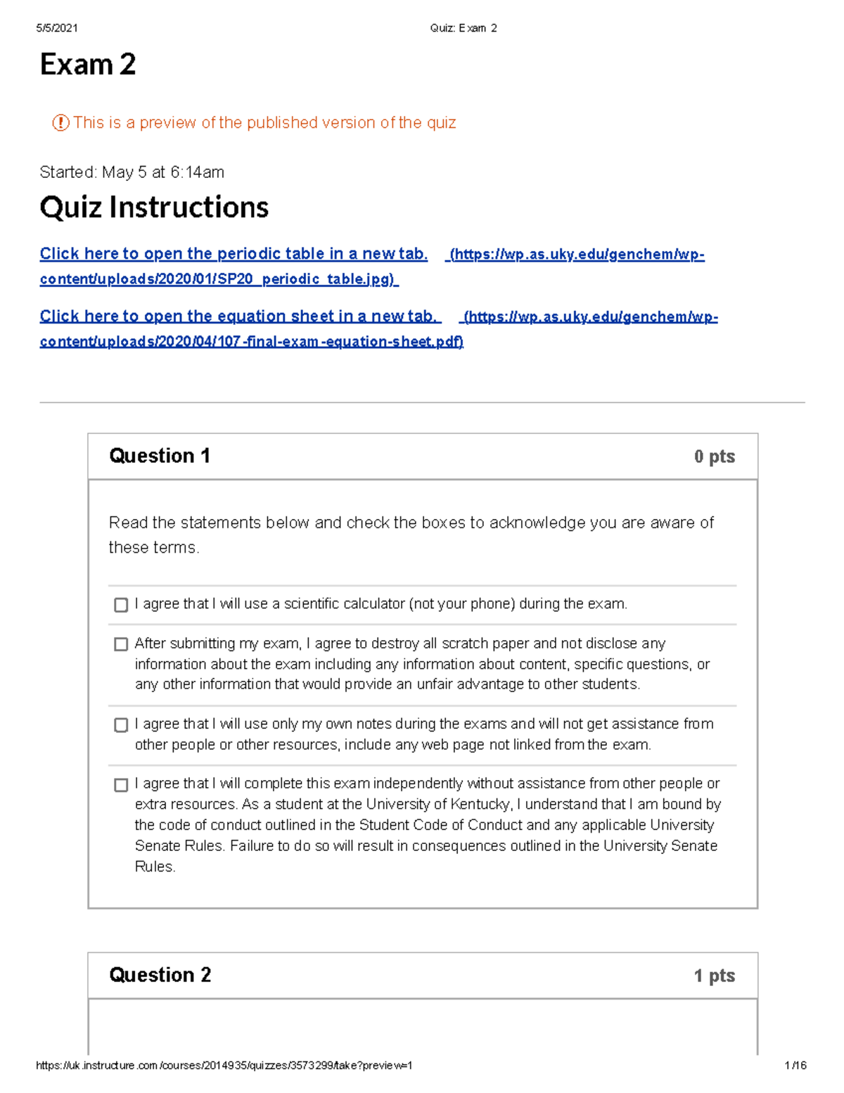 Spring 2021 - CHE107 - Exam 2 - key - uk.instructure/courses/2014935/quizzes/3573299/take ...