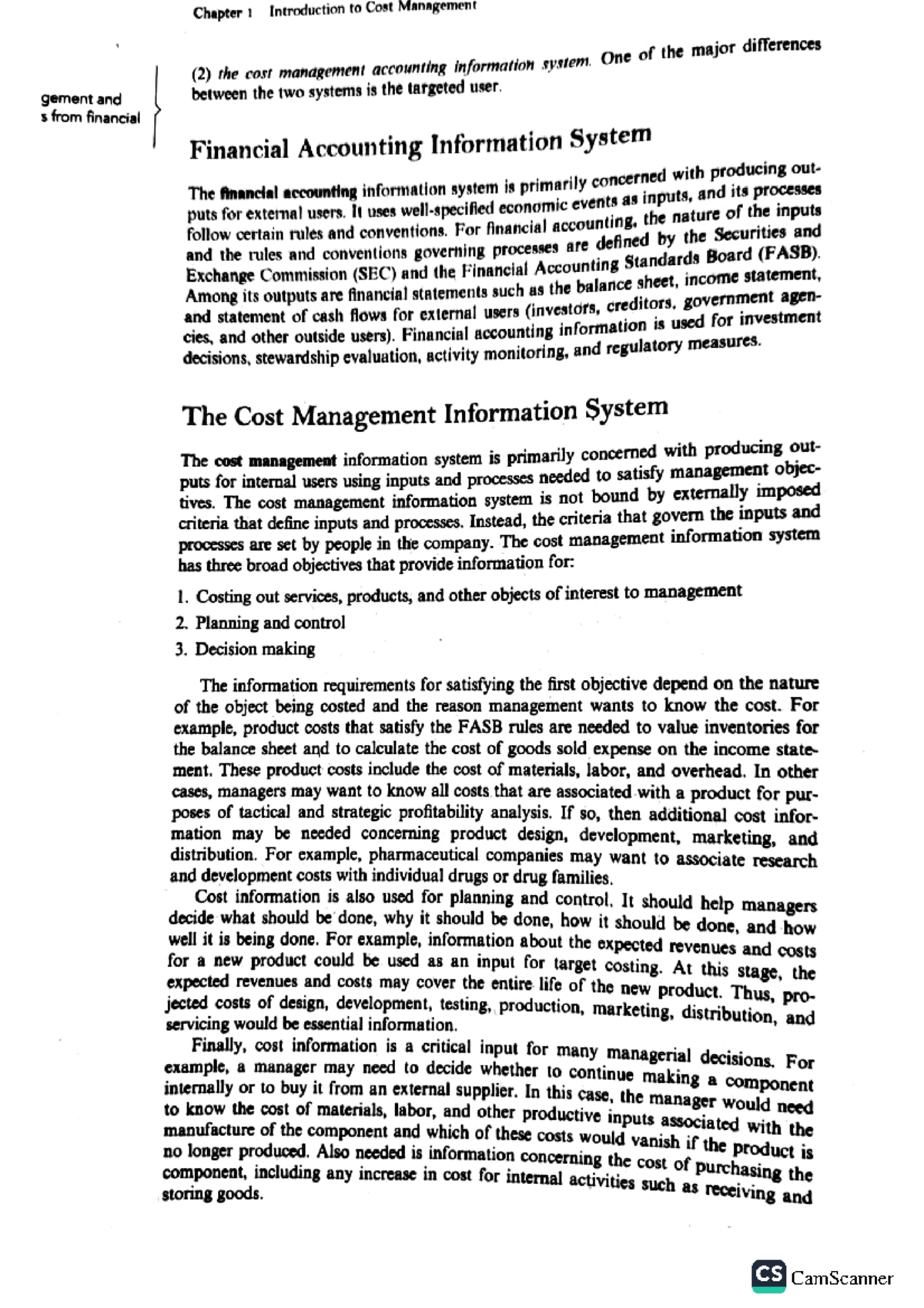COST Accounting - Chapter 1 Introduction to Cost Management (2) the ...