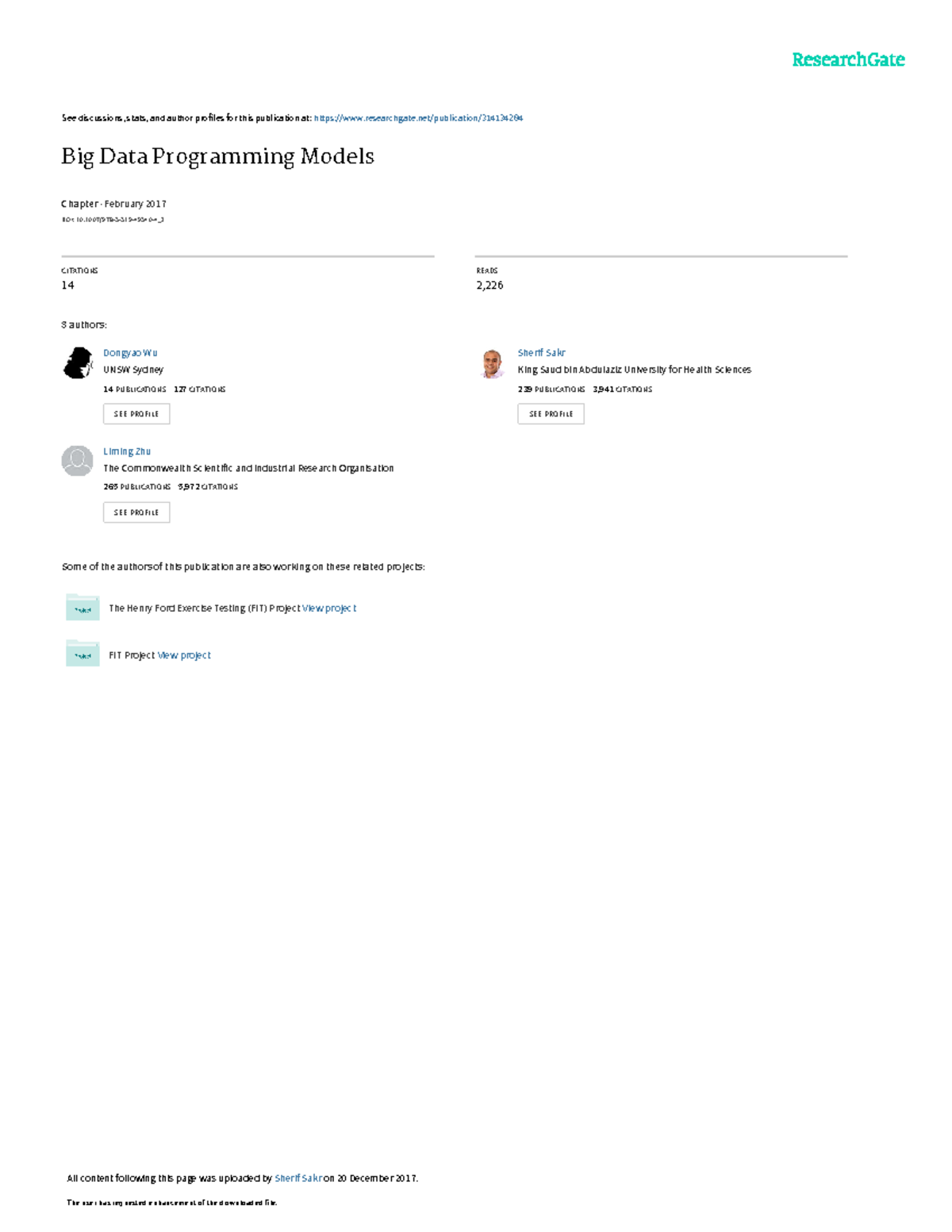 Big Data Programming Models See Discussions Stats And Author Profiles For This Publication 