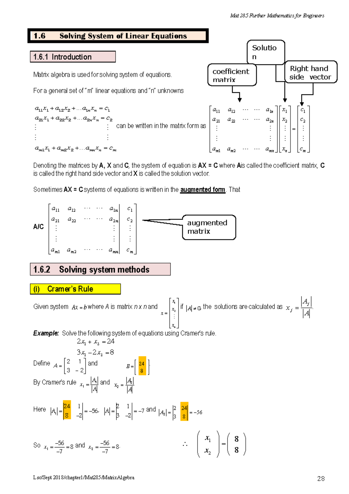1b solving system Of LE Oct 2022 - 1 Solving System of Linear Equations ...