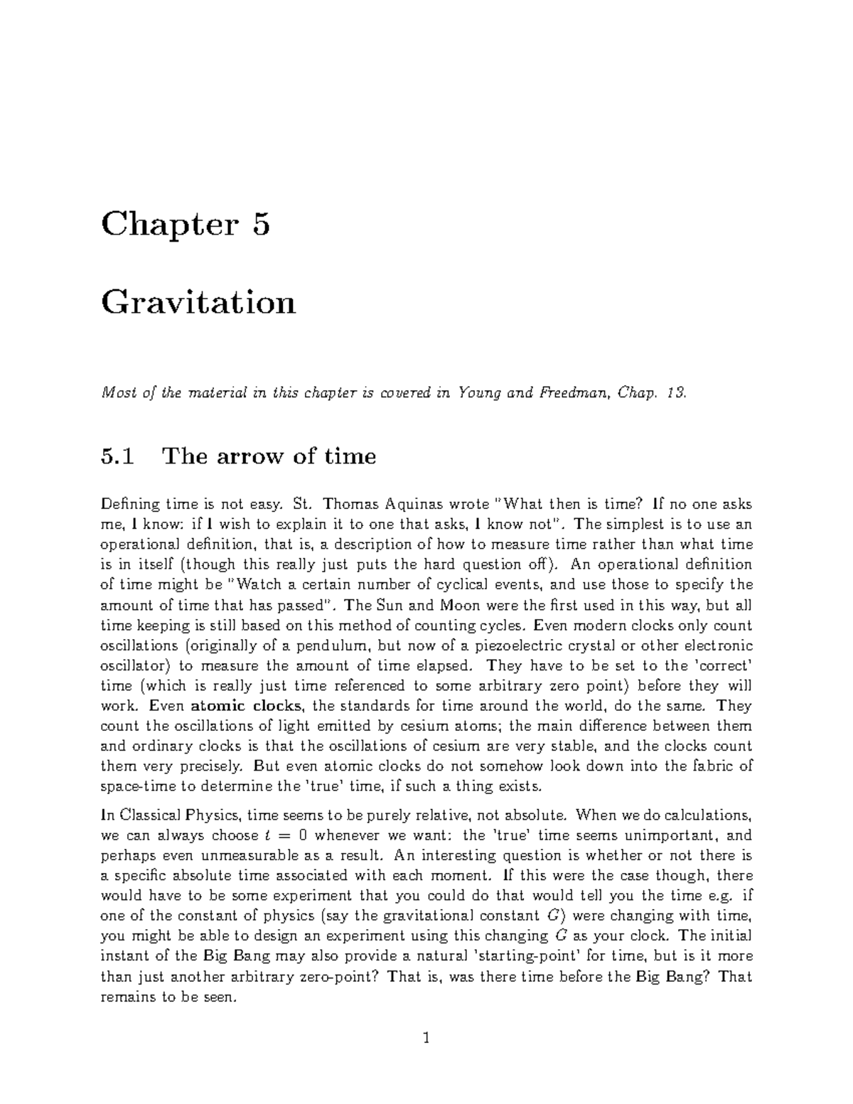 P1501 - Chapter 5 - 2021 - notes - Chapter 5 Gravitation Most of the ...