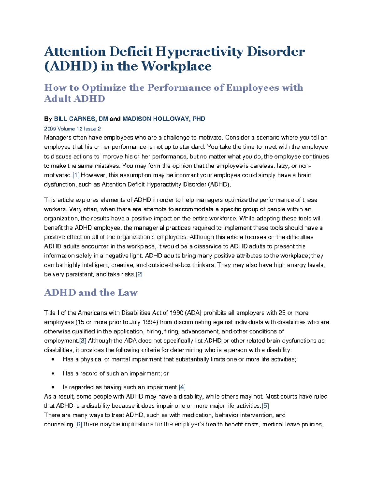 Adult ADHD and the Workplace - Attention Deficit Hyperactivity Disorder (ADHD) in the Workplace ...