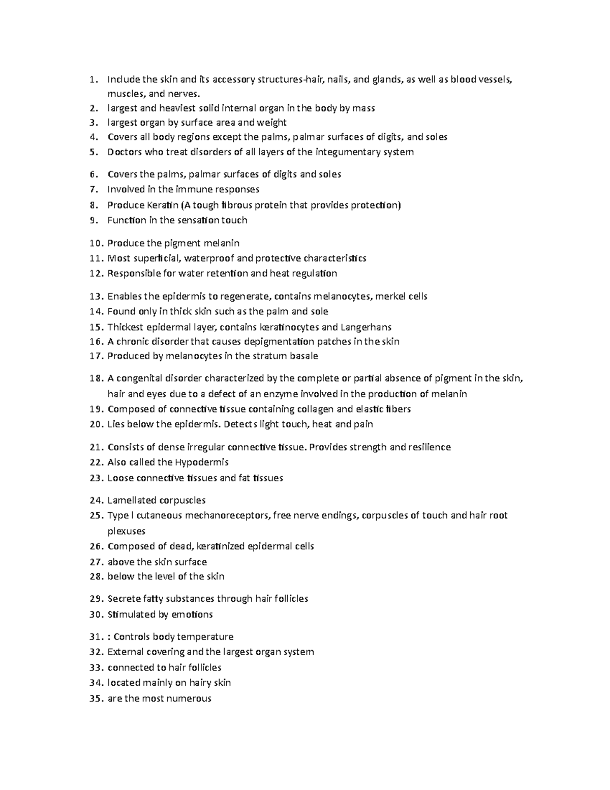 Quiaz - integumentary system - Include the skin and its accessory ...