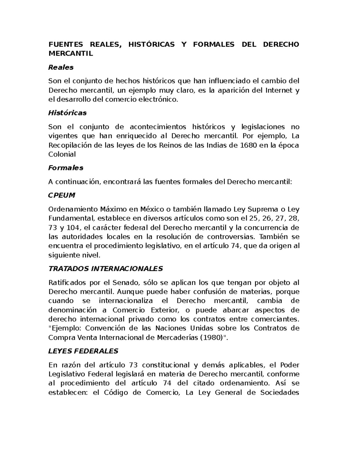 Fuentes Reales DEL Derecho Mercantil - FUENTES REALES, HISTÓRICAS Y ...