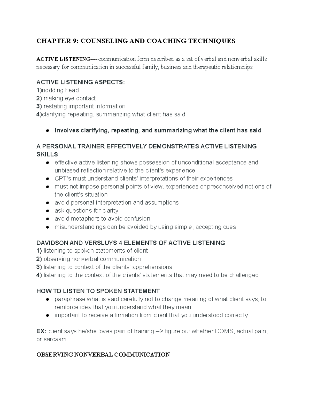 Chapter 9 Counseling and Coaching Techniques - CHAPTER 9: COUNSELING ...