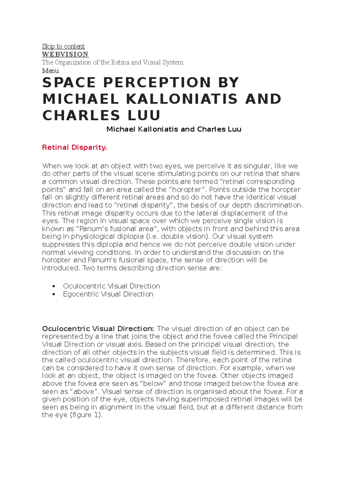 Perception OF Space - online clear explanations. - Skip to content ...