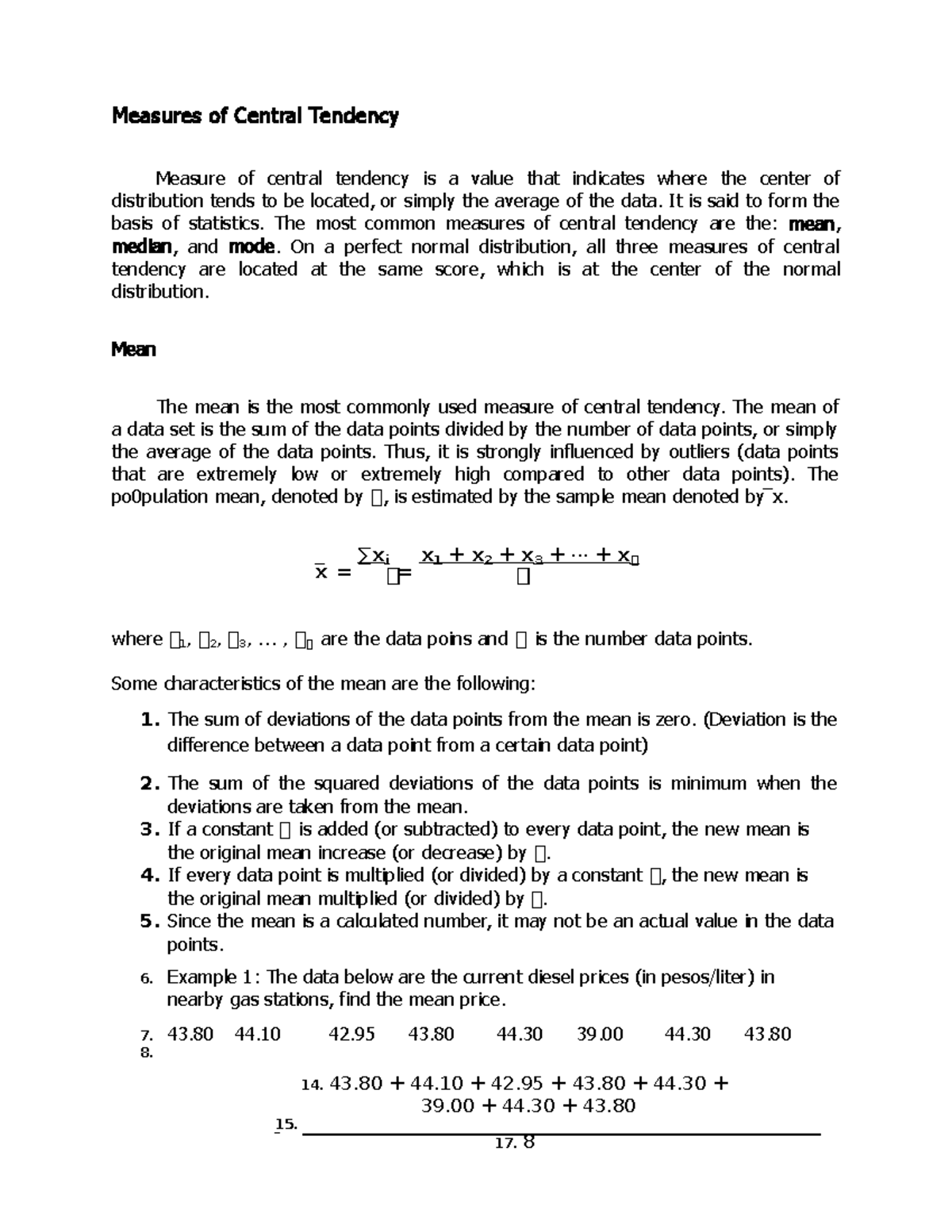 Measures of central tendency - Measures of Central Tendency Measure of ...