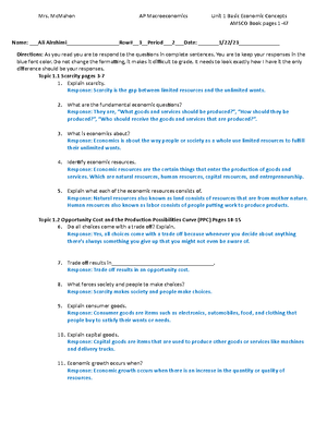 Micro Unit 1 Multiple-Choice Questions - AP Micro Unit 1 Multiple ...