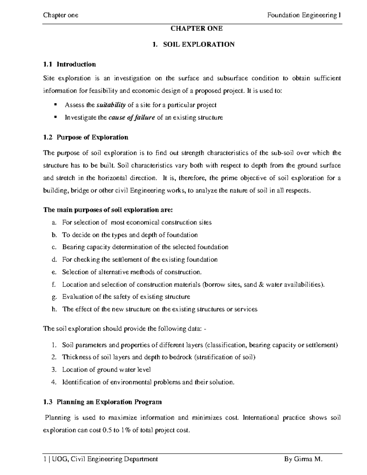 Chapter 1 soil exploration - CHAPTER ONE 1. SOIL EXPLORATION 1 ...