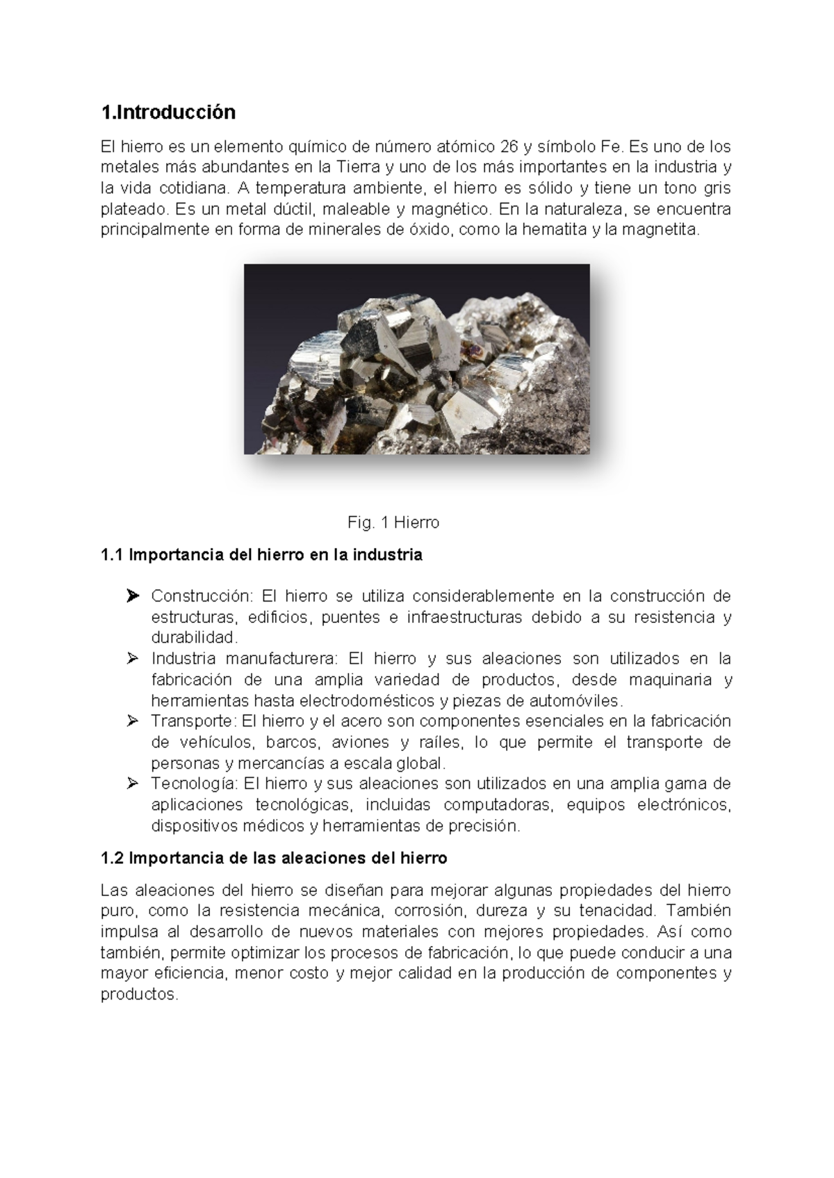 El hierro y sus aleaciones - 1ón El hierro es un elemento químico de ...