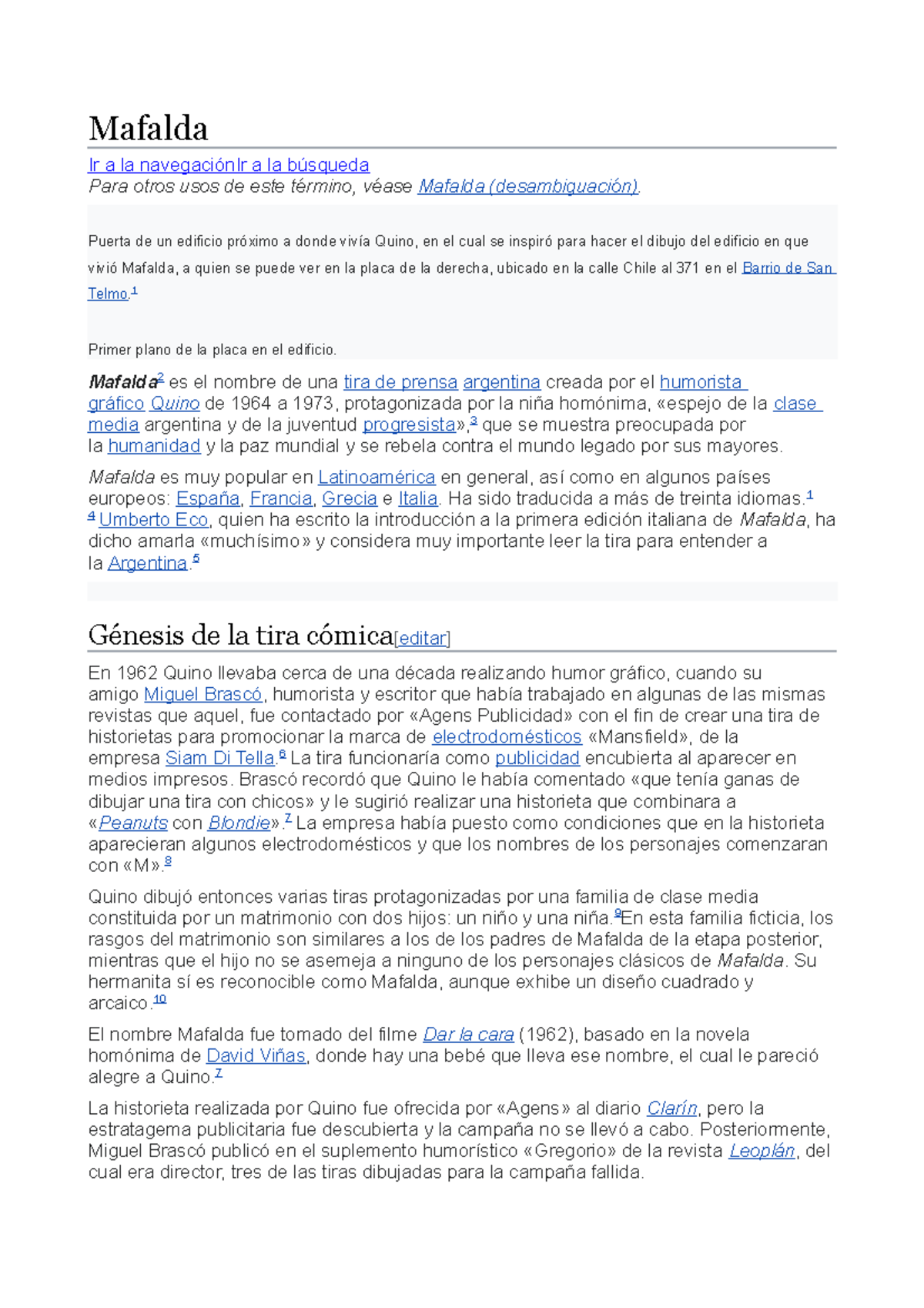 Mafalda - Lingua spagnola - UniOr - Studocu