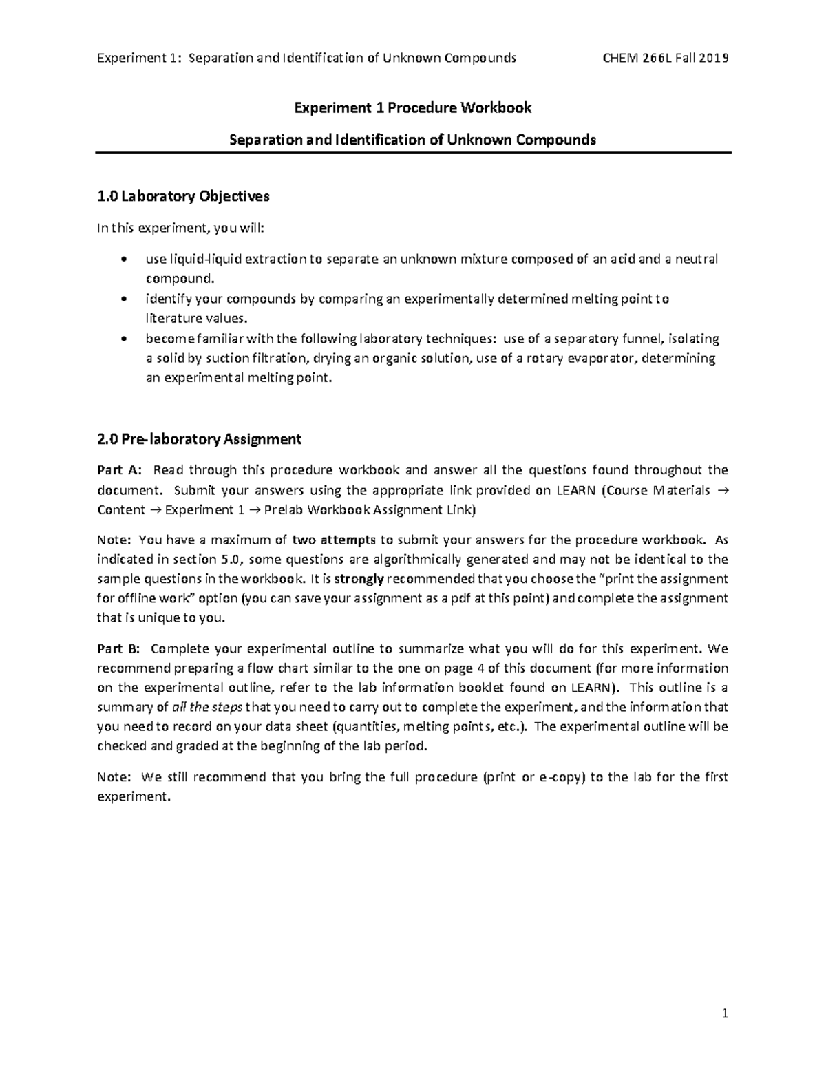 Experiment 1 Procedure Workbook - Warning: TT: undefined function: 32 Warning: TT: undefined ...