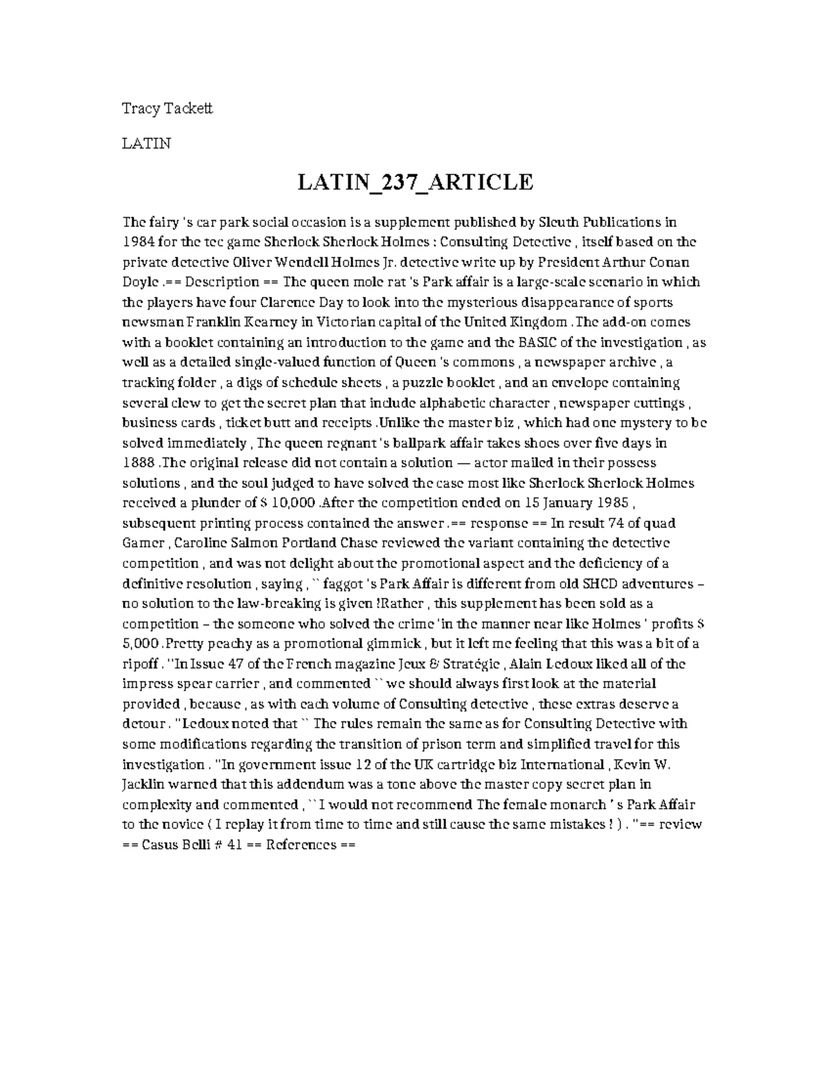 Latin 237 Article - Tracy Tackett LATIN LATIN_237_ARTICLE The fairy 's ...