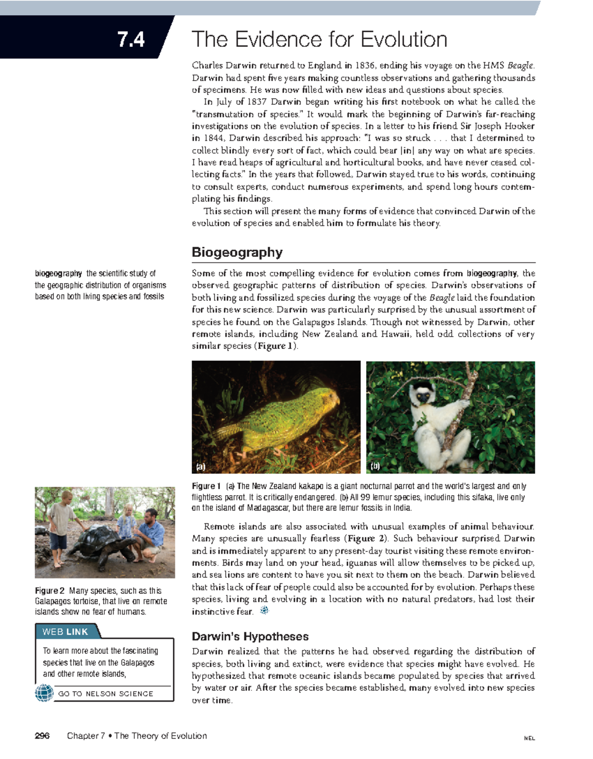 Nelson Biology 296-303 - The Evidence for Evolution Charles Darwin ...
