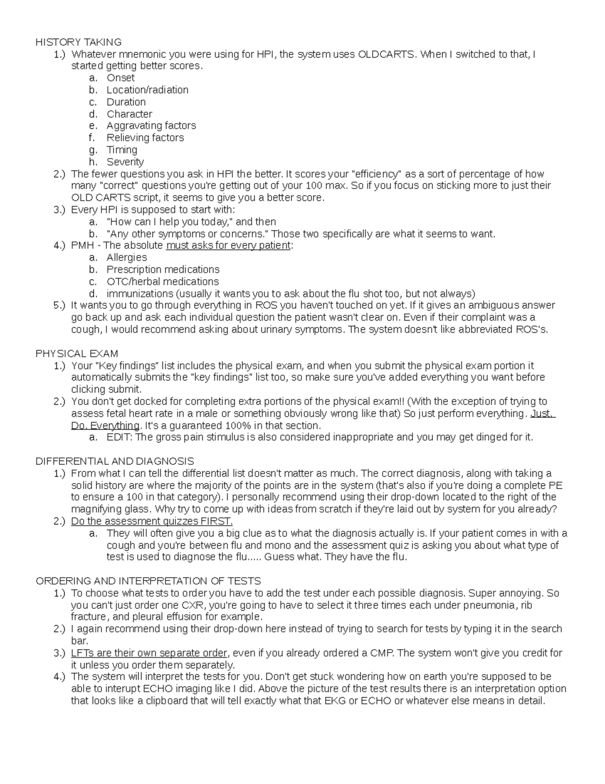 I Human Tips Amanda Wheaton - HISTORY TAKING 1.) Whatever mnemonic you ...