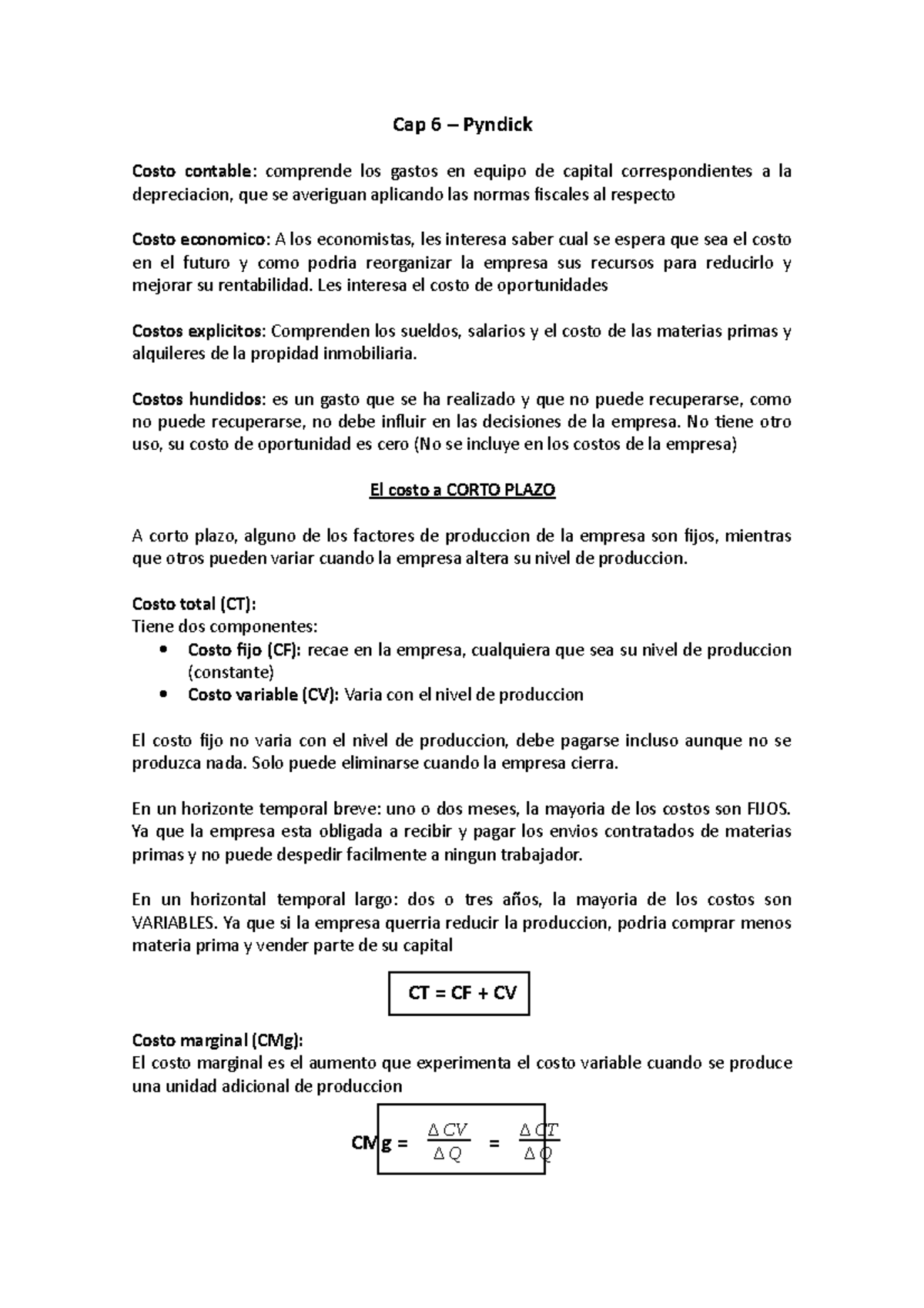 Cap 6 Pyndick - Cap 6 Pyndick Costo contable: comprende los gastos en equipo de capital - Studocu