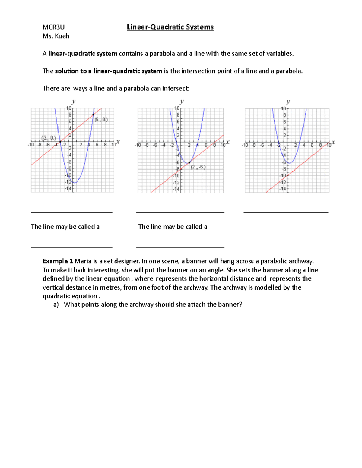 Lesson-89-linear-quadratic-systems - Mat135H1 - U of T - Studocu