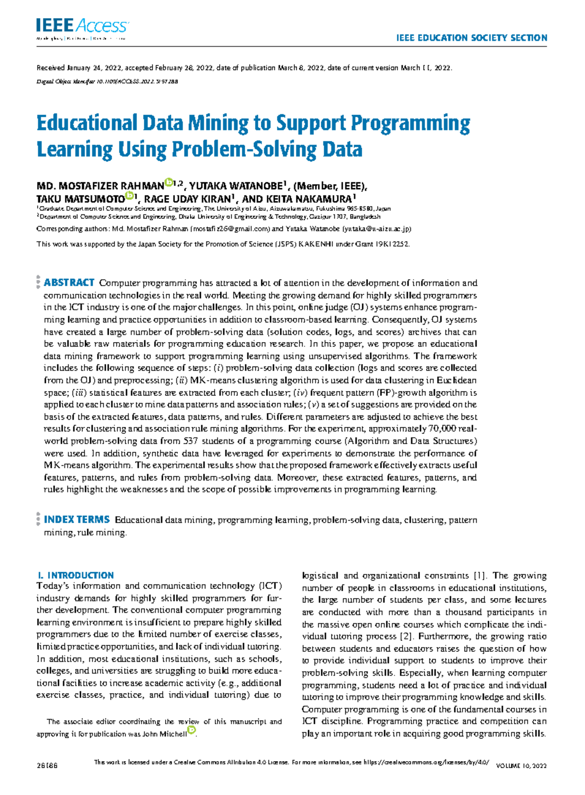 Educational Data Mining To Support Programming Learning Using Problem