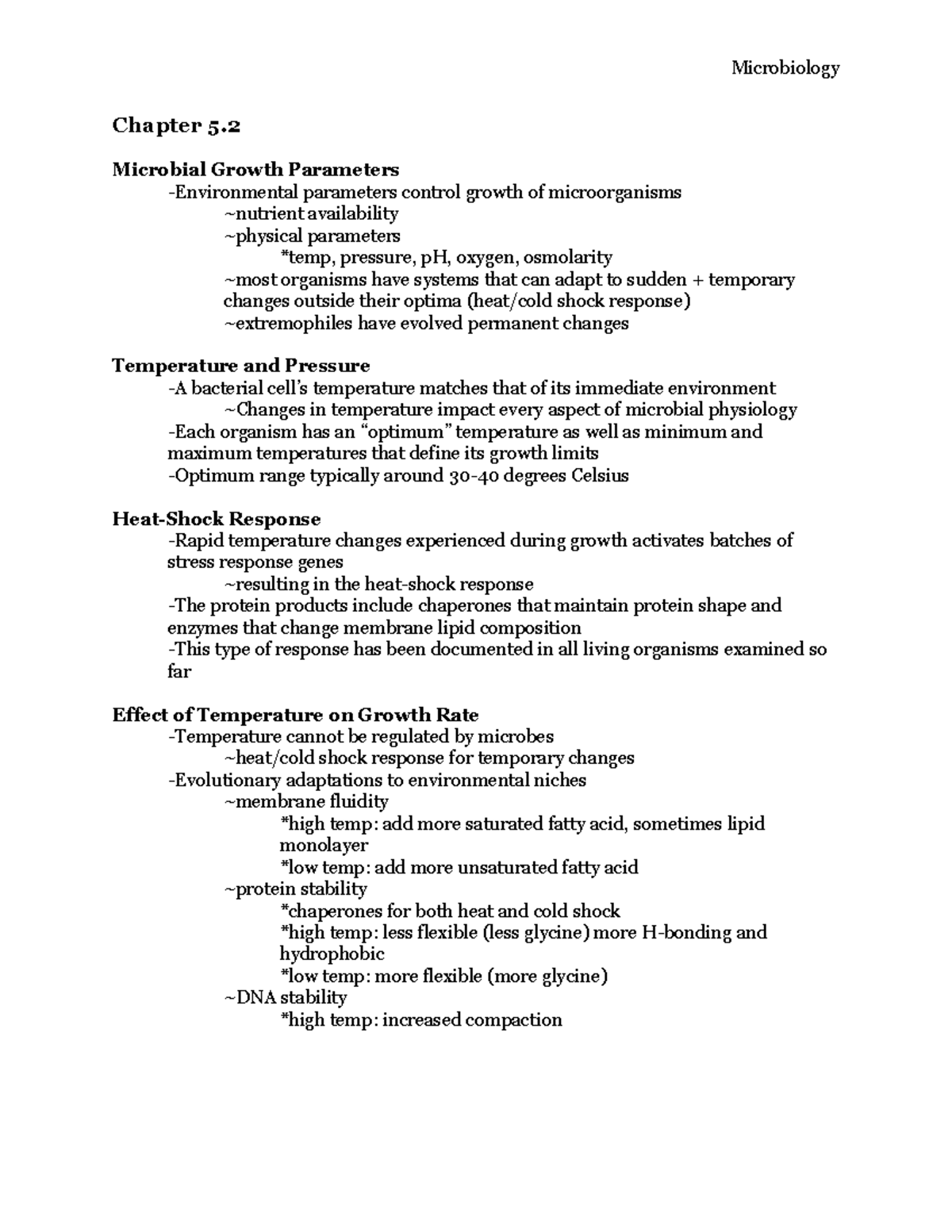Micro 5.2 Outline - Microbiology Chapter 5. Microbial Growth Parameters ...