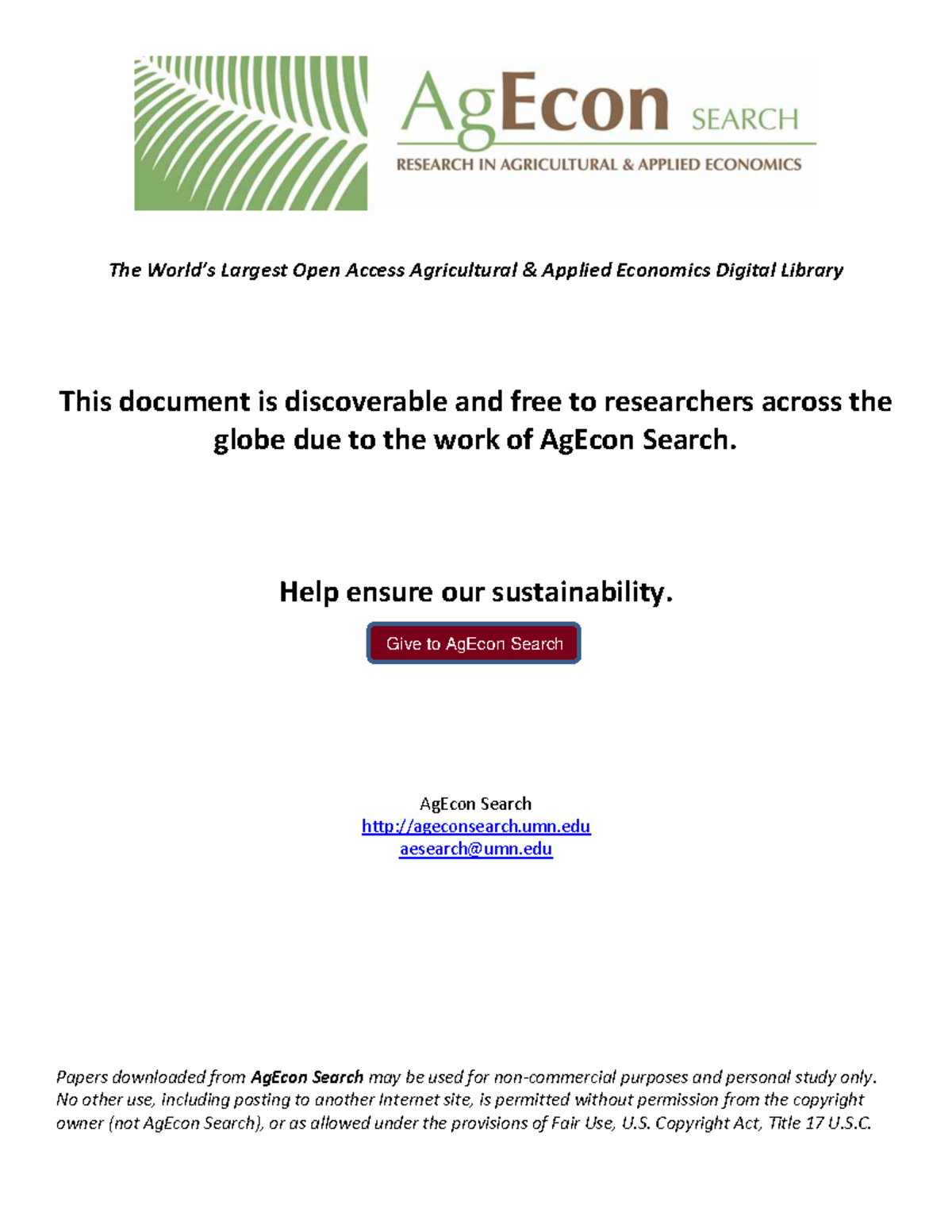 Vol 8 1993 Article 4 - module reference - Give to AgEcon Search The ...