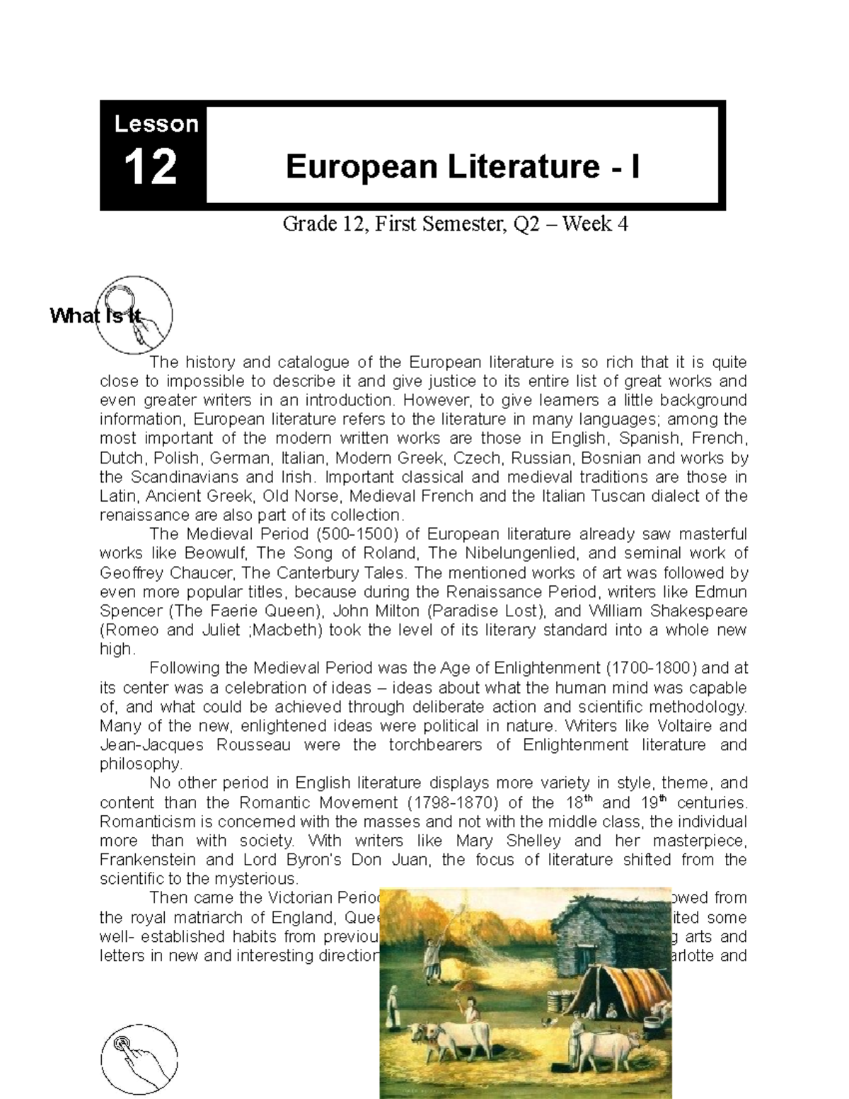 21st Literature Mod5 - Lecture notes 1 - Lesson 12 European Literature ...