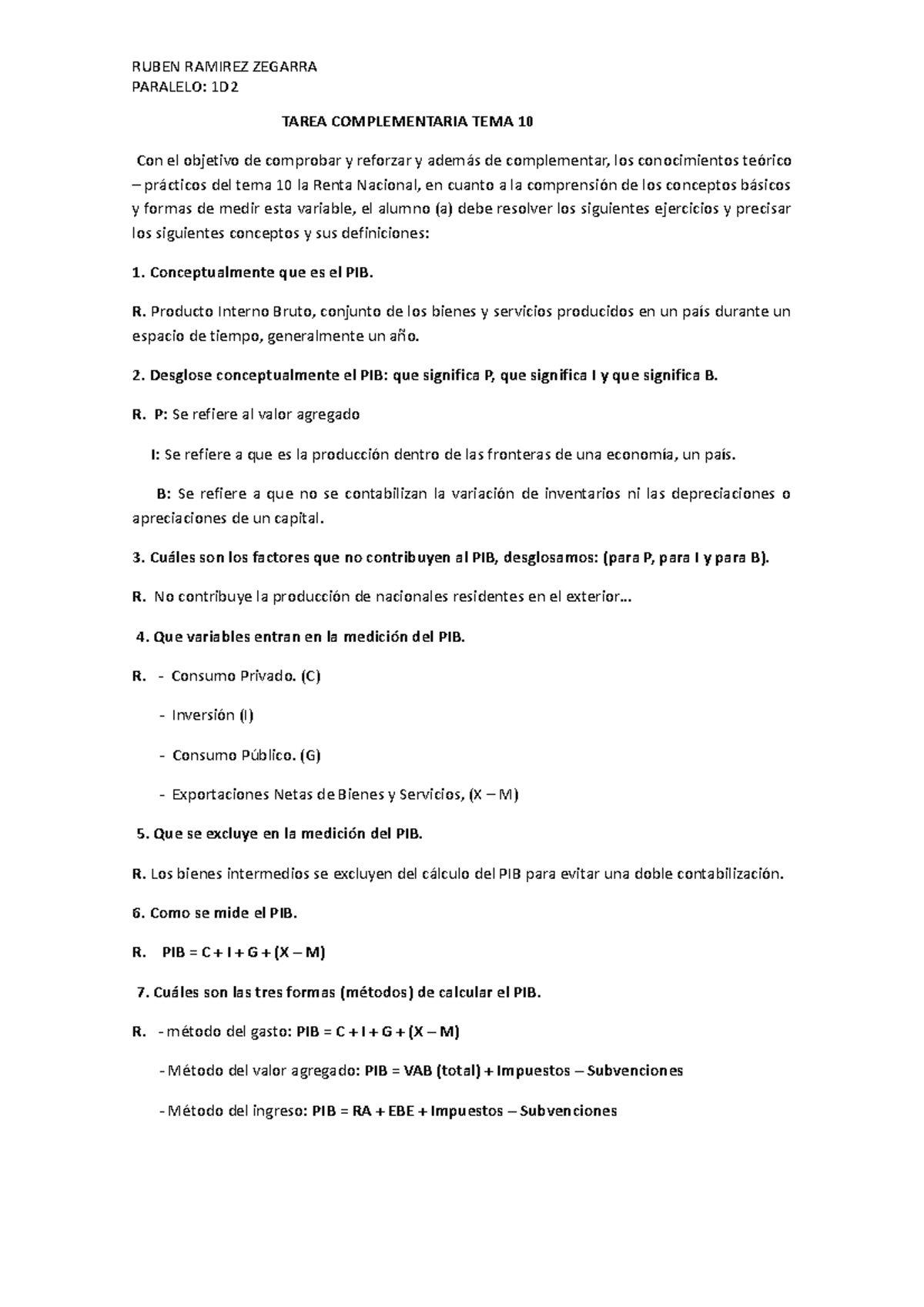 Tarea Complementaria TEMA 10 - PARALELO: 1D TAREA COMPLEMENTARIA TEMA 10 Con el objetivo de ...