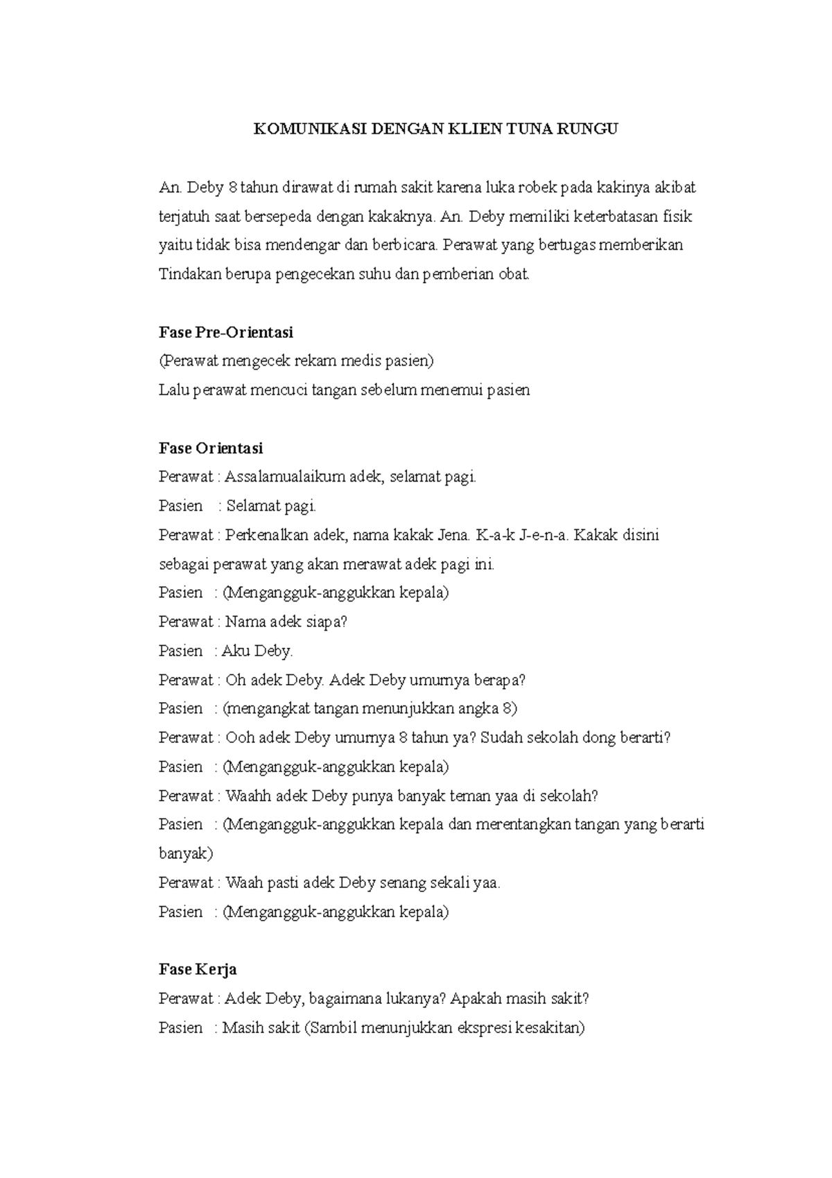 Komunikasi Dengan Klien Tuna Rungu - KOMUNIKASI DENGAN KLIEN TUNA RUNGU ...