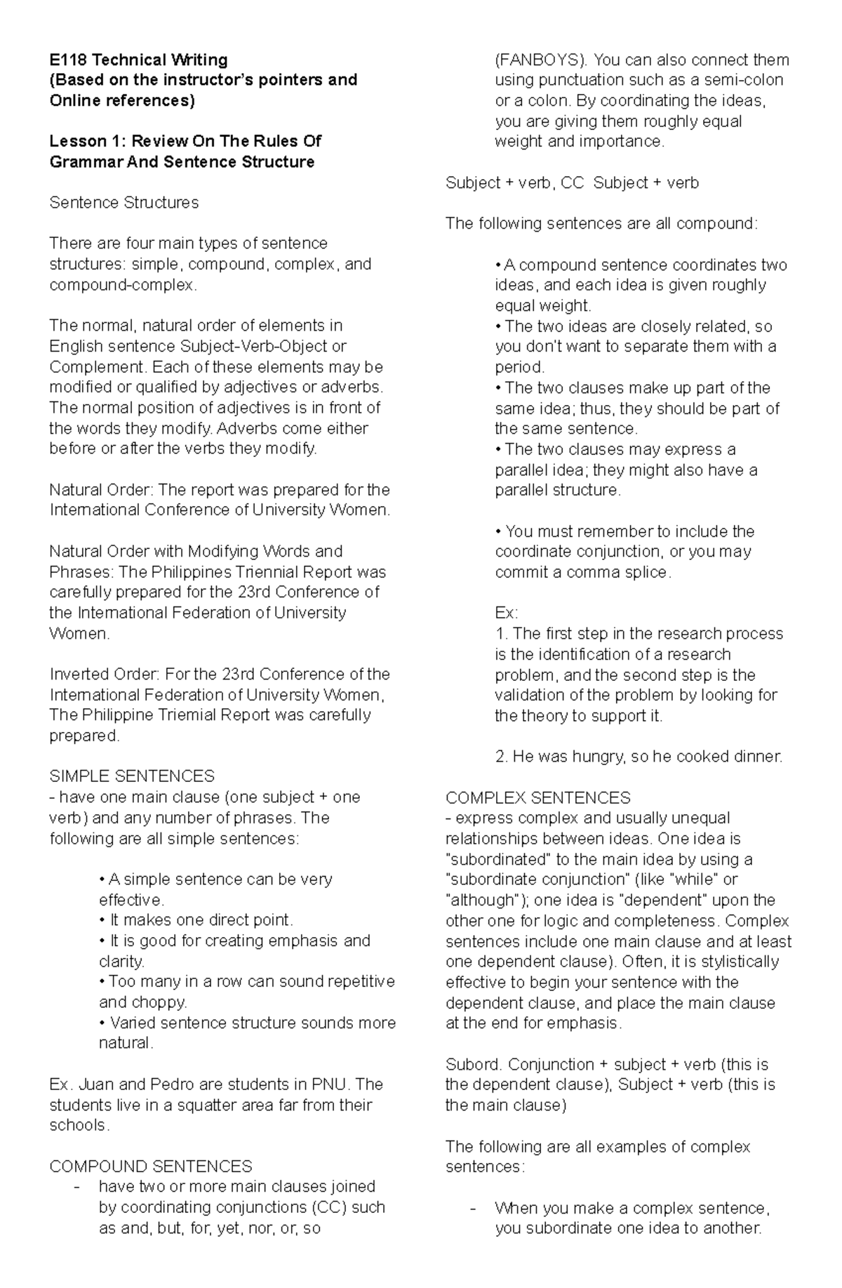 EL118 Technical Writing Reviewer All Coverage - E118 Technical Writing ...