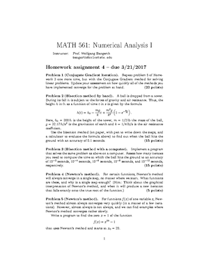 Homework 06 - MATH 561: Numerical Analysis I Instructor: Prof. Wolfgang ...
