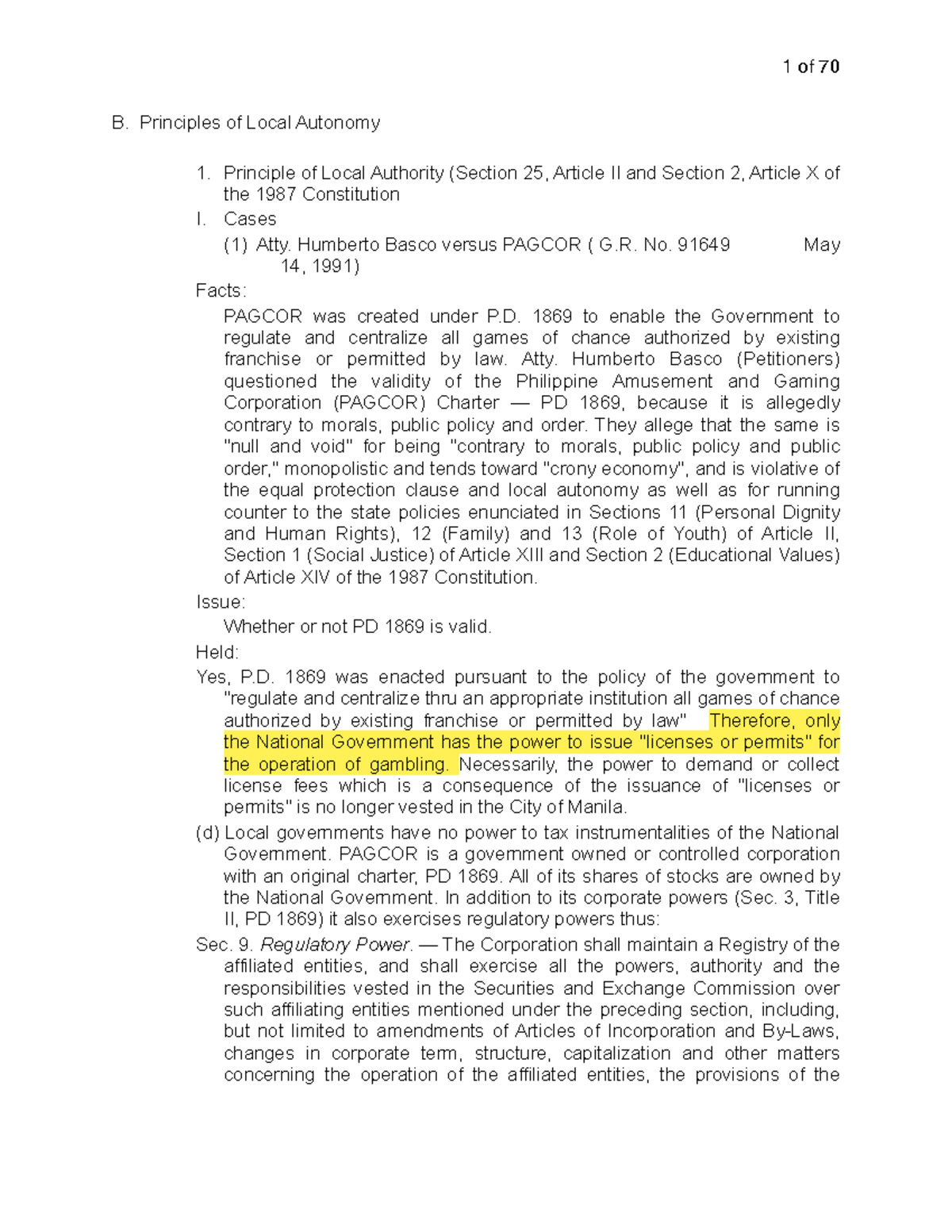 Pubcorp - Public Corporation Cases - B. Principles of Local Autonomy ...