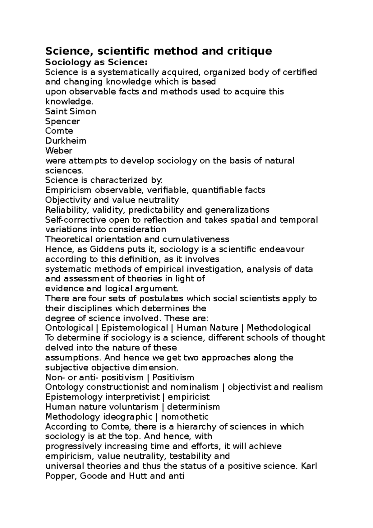 Sociology AS Science - Science, scientific method and critique ...