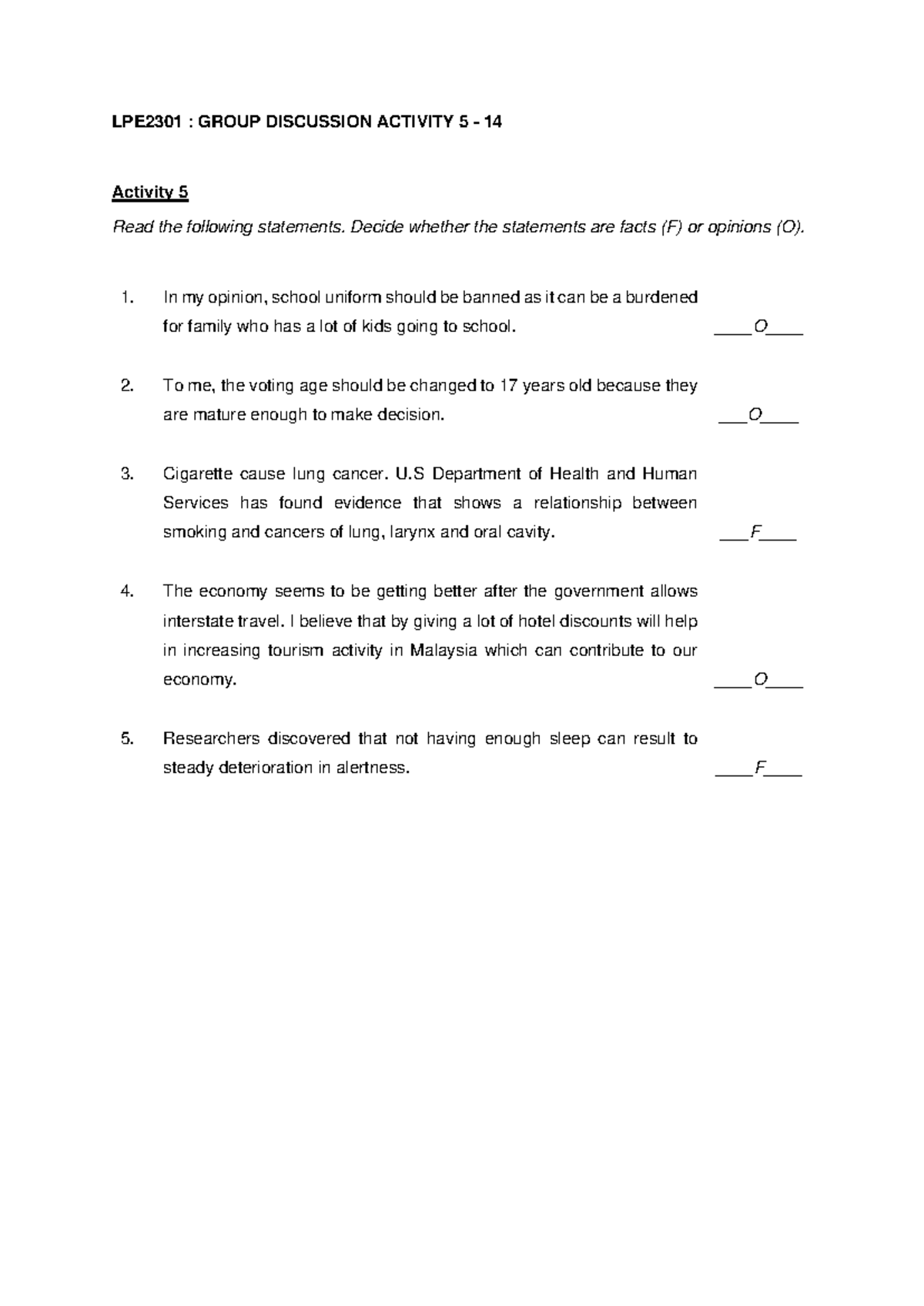 LPE2301 Lecture Notes 2 [ Group Discussion Activity 5-14] - LPE2301 ...