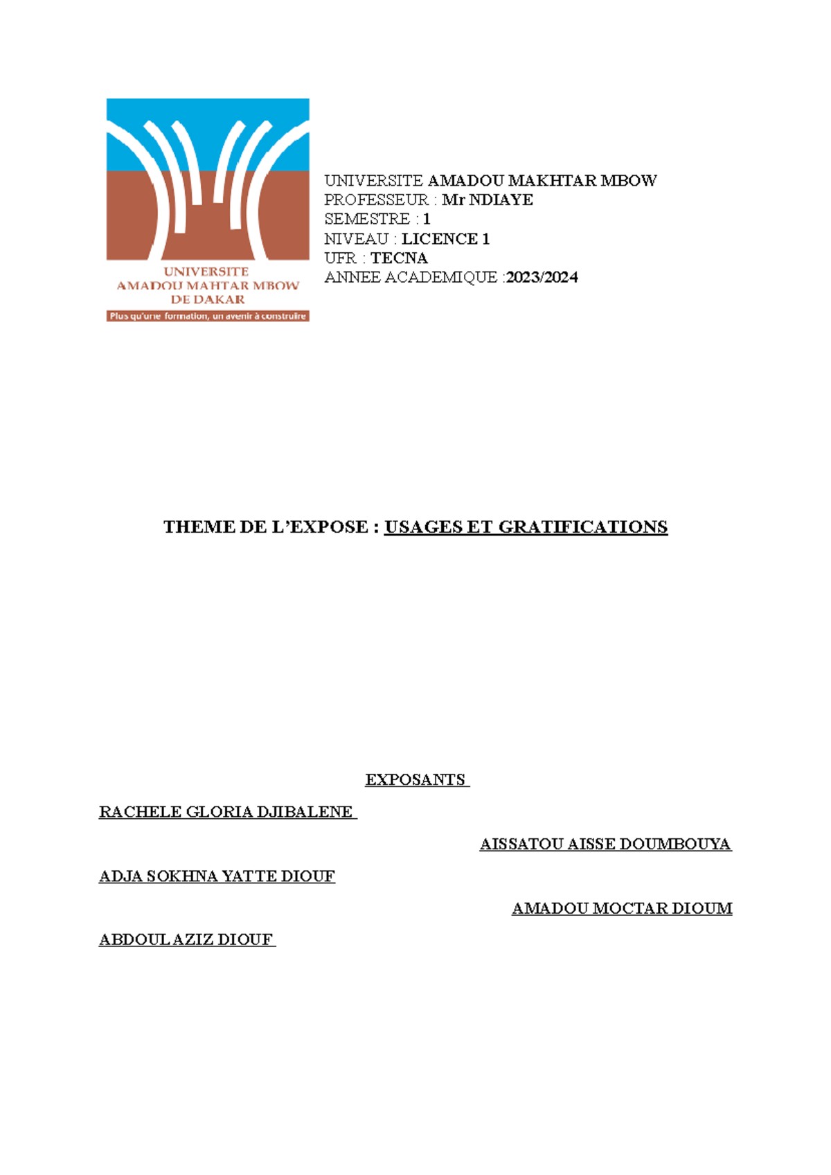 Expose Science de l'information - UNIVERSITE AMADOU MAKHTAR MBOW ...
