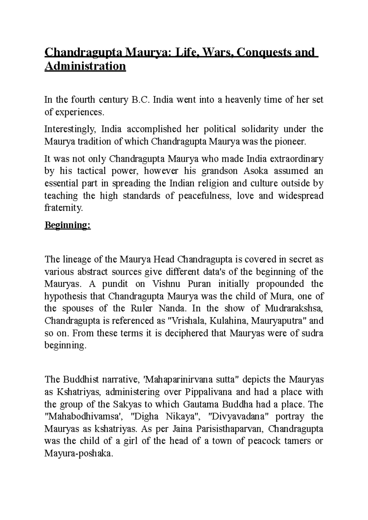 Chandragupta Maurya Life, Wars, Conquests and Administration - India ...