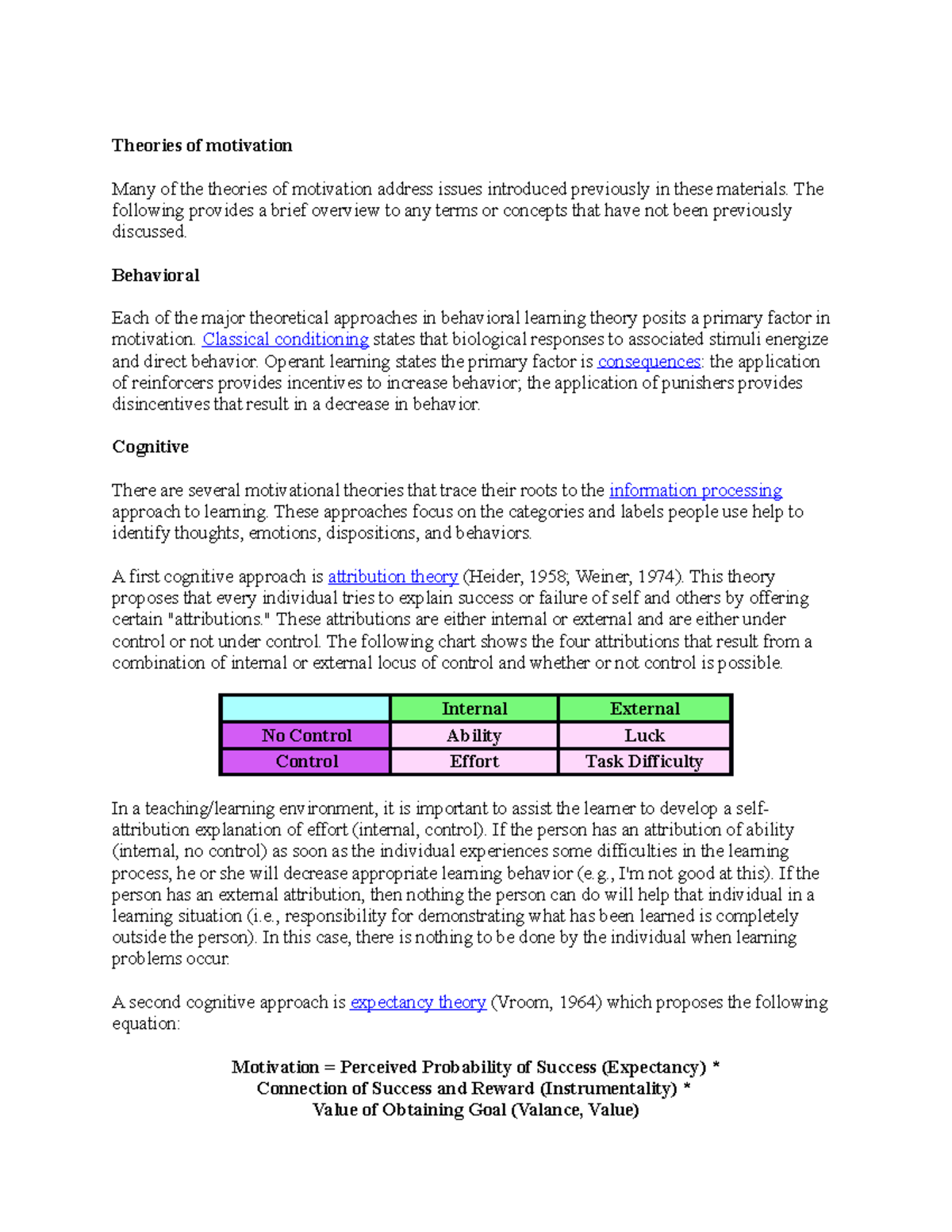 Theories of motivation, an example - Theories of motivation Many of the ...