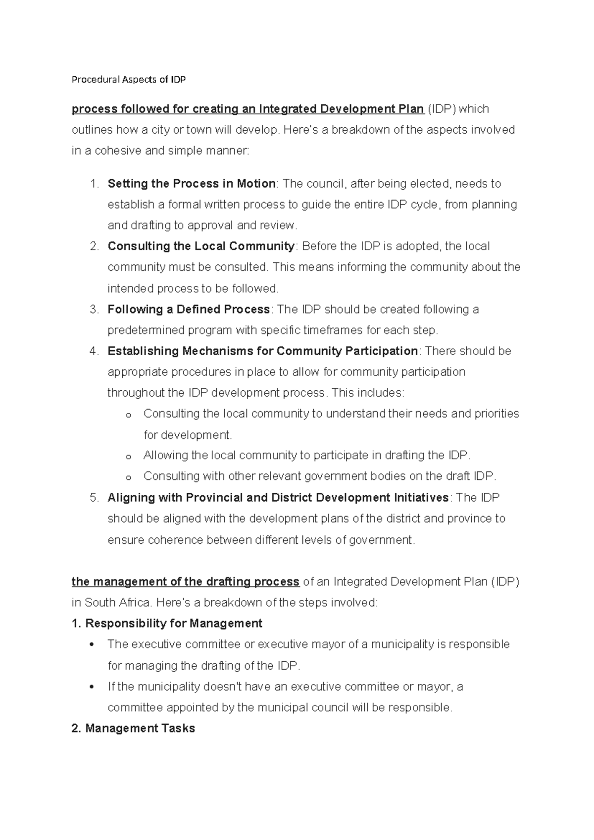 Procedural aspects of idp - Procedural Aspects of IDP process followed ...