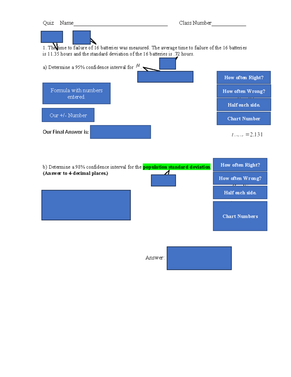 Quiz on CI (Sol) - Take home quiz on confidence intervals answers ...