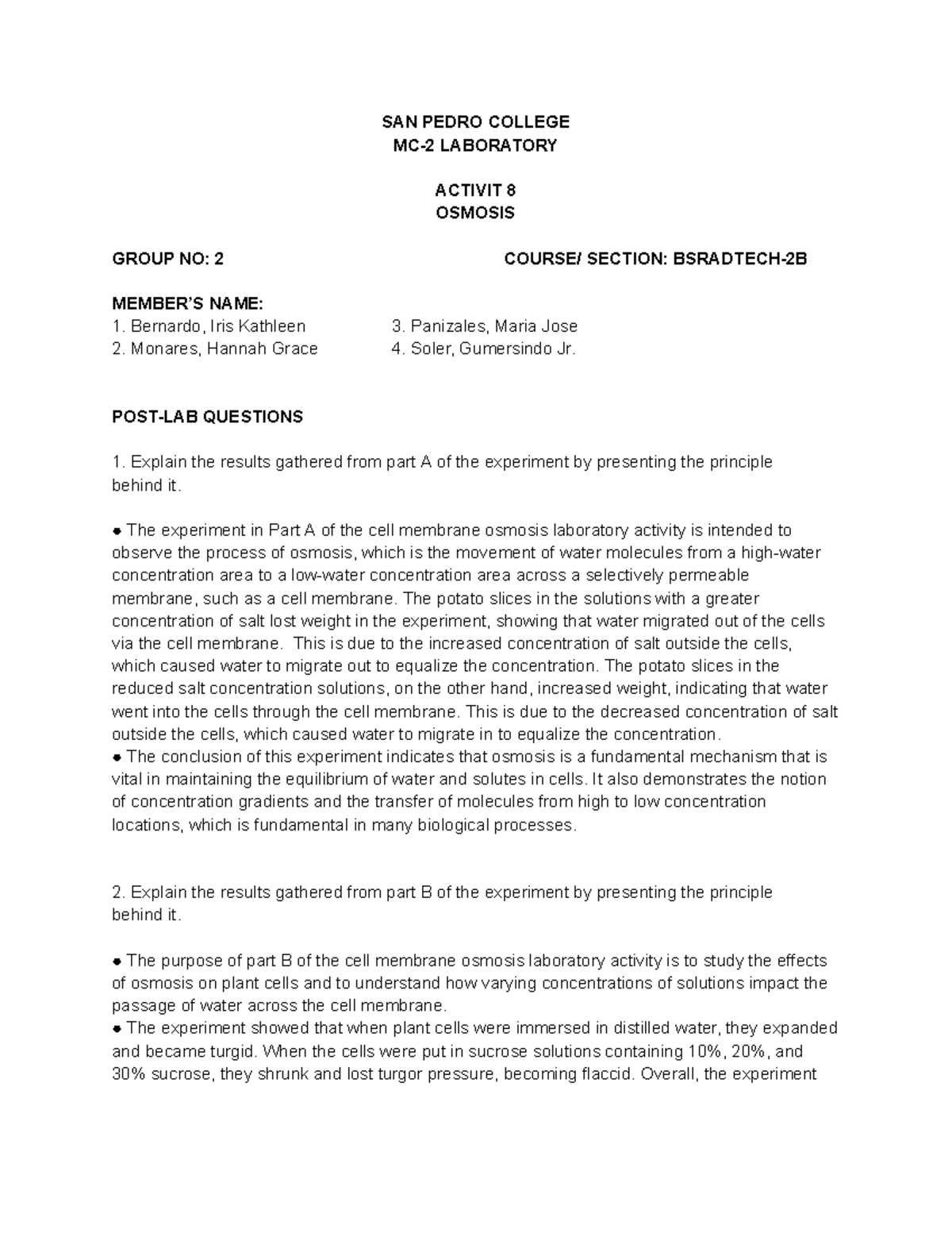 Activity-8-G2 - laboratory report on biochemistry - SAN PEDRO COLLEGE ...