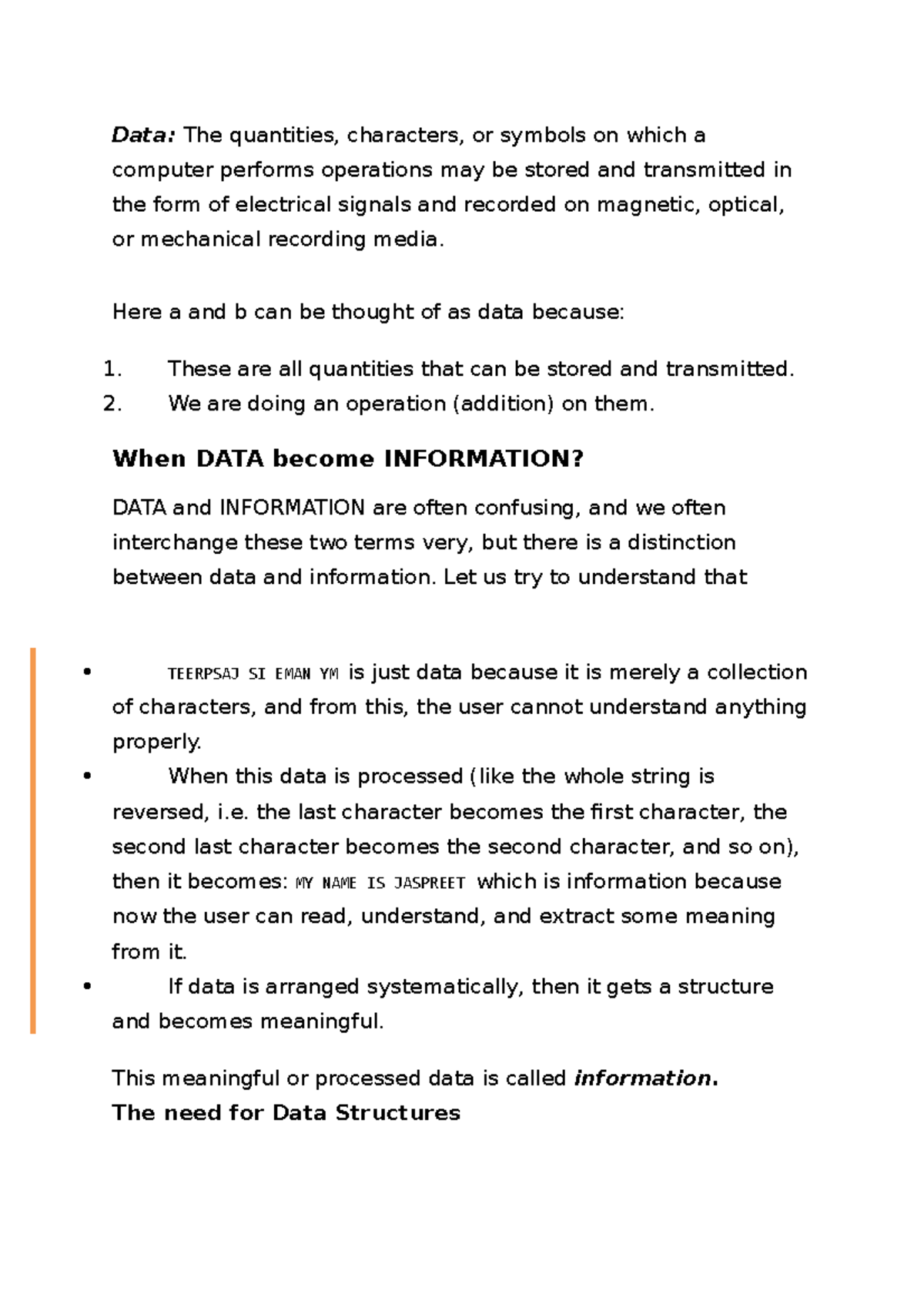 Dsa Dsa Resources For Placements Data The Quantities Characters Or Symbols On Which A