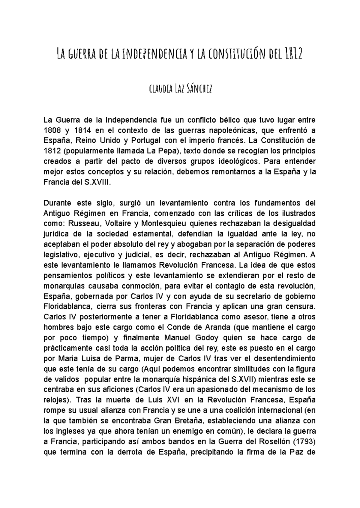 La guerra de la independencia y la constitución del 1812 - La ...