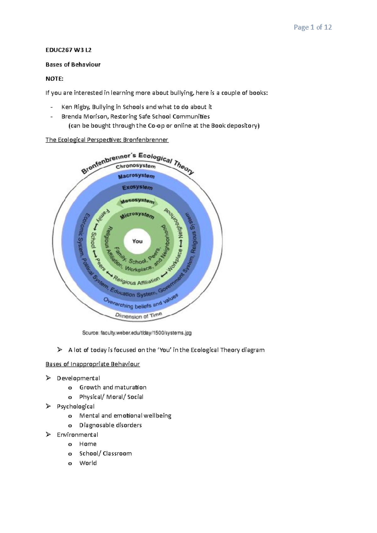 EDUC267 W3 L2 - Detailed lecture notes - EDUC267 W3 L Bases of ...