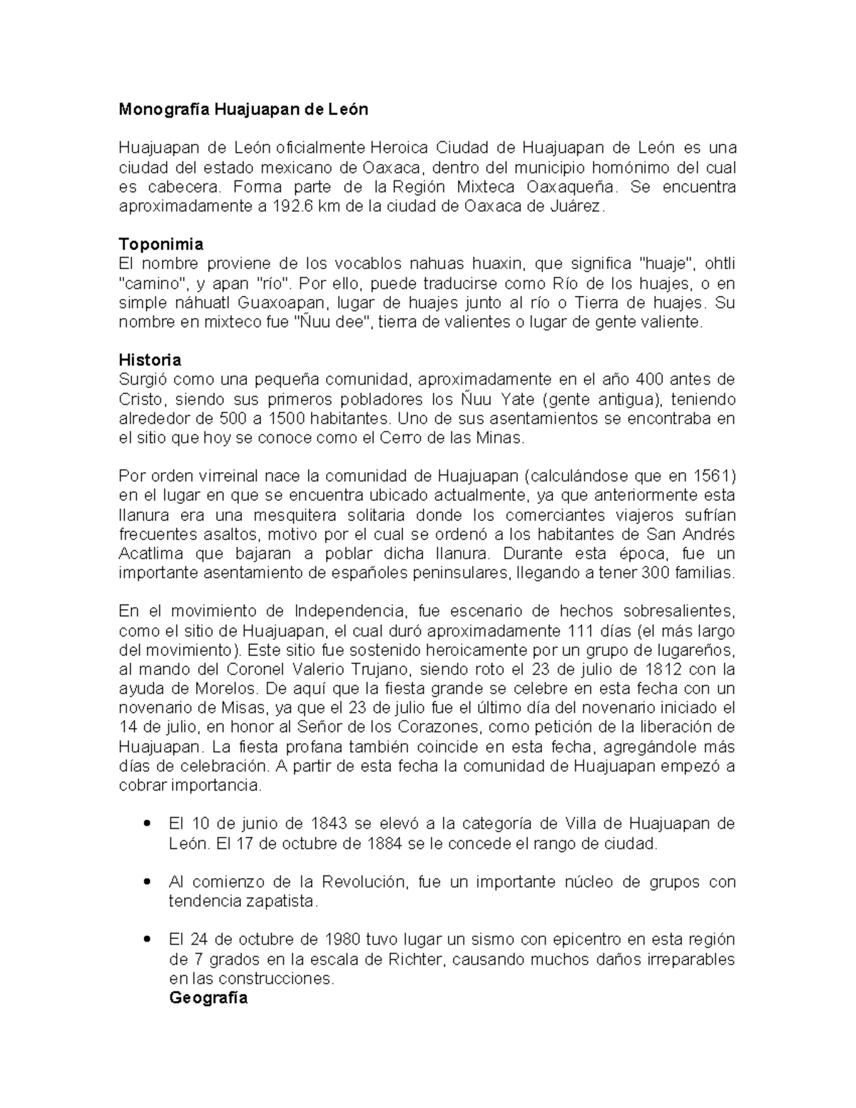 Monografía Huajuapan de León - Monografía Huajuapan de León Huajuapan de León oficialmente ...