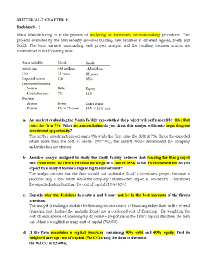 Tutorial 7 Chapter 7 - Question and answer - CHAPTER 7 Problem 7- 4 ...
