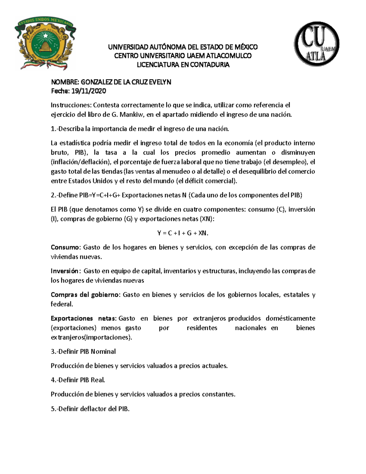 Calcular PIB Nominal, PIB REAL Y Deflactor - contabilidad - Studocu